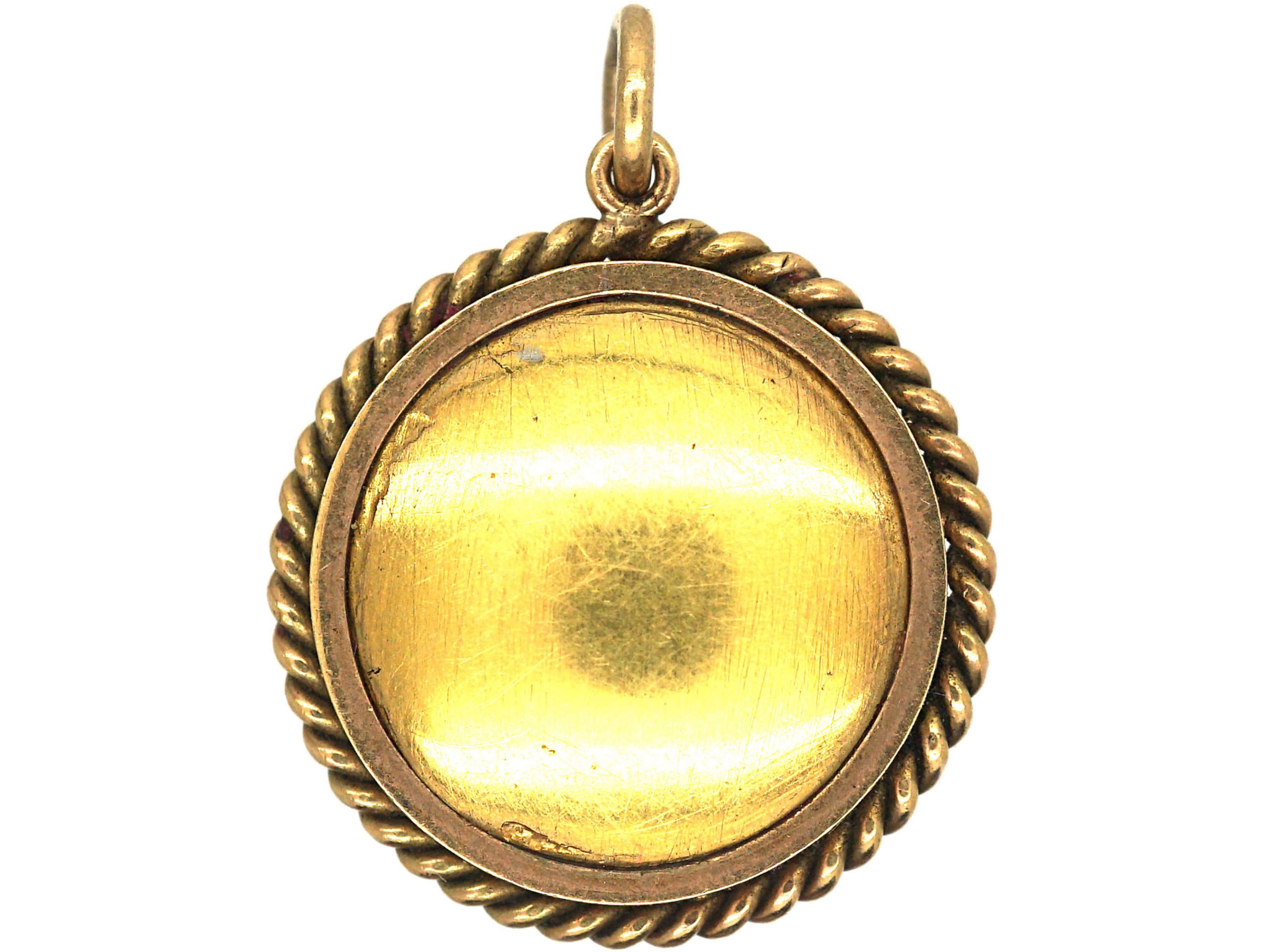 Art Deco 18ct Gold, Reverse Intaglio Rock Crystal Pendant of a Champion ...