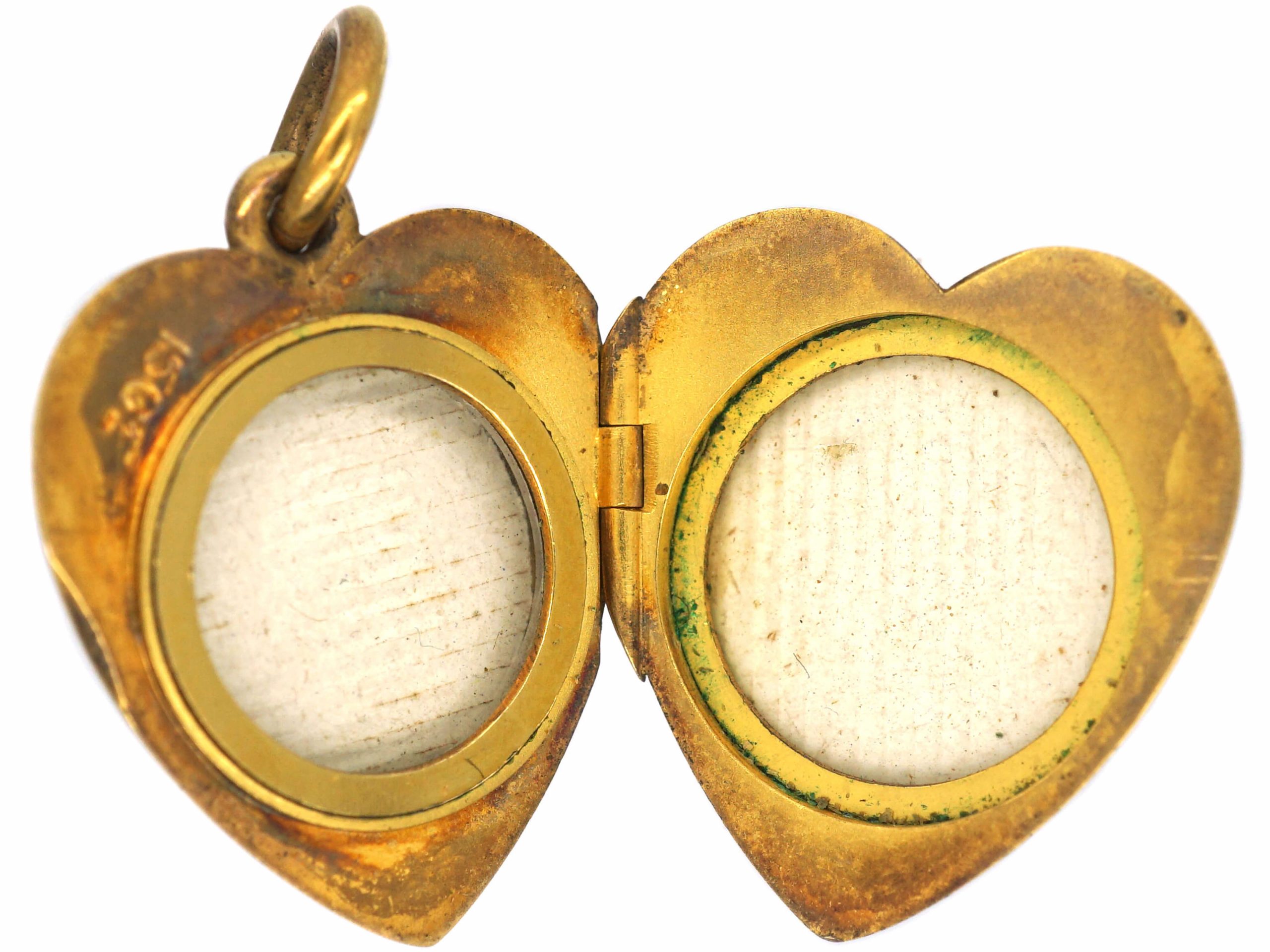 Edwardian 15ct Gold Heart Shaped Locket set with Natural Split Pearls ...