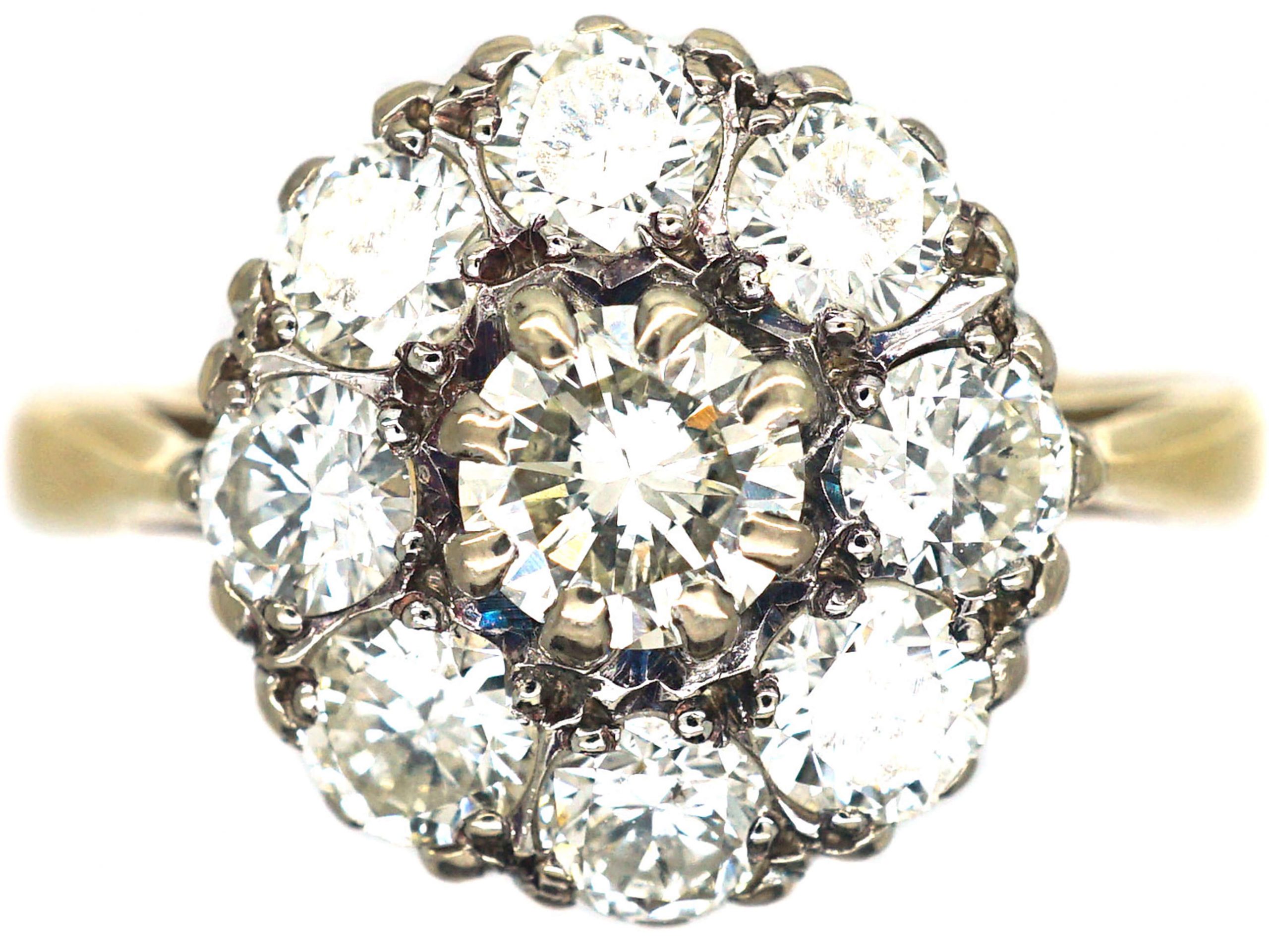 18ct Gold & Diamond Cluster Ring (669R) | The Antique Jewellery Company