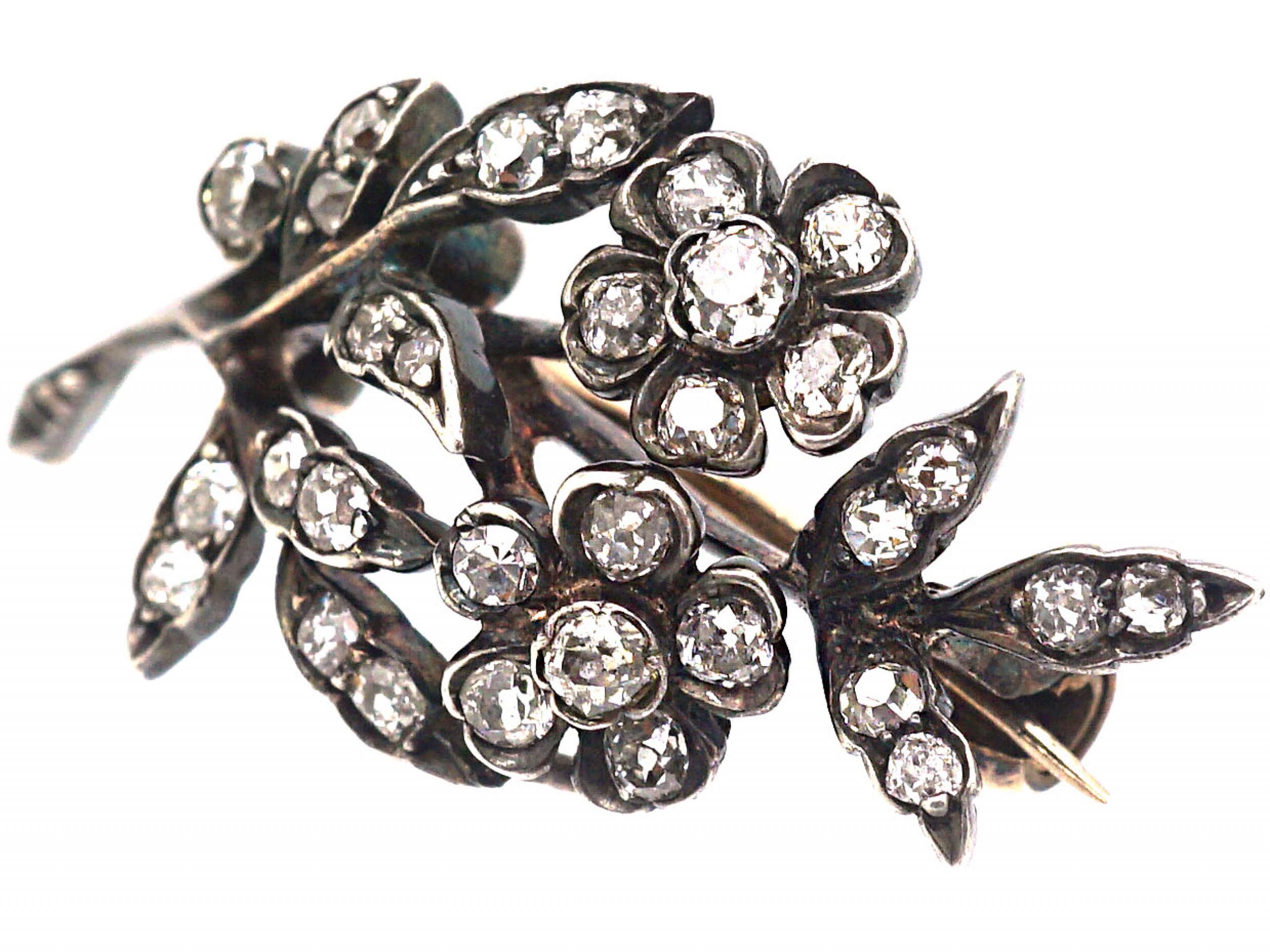 Regency Small Diamond Flower Spray Brooch set with Diamonds (500R ...