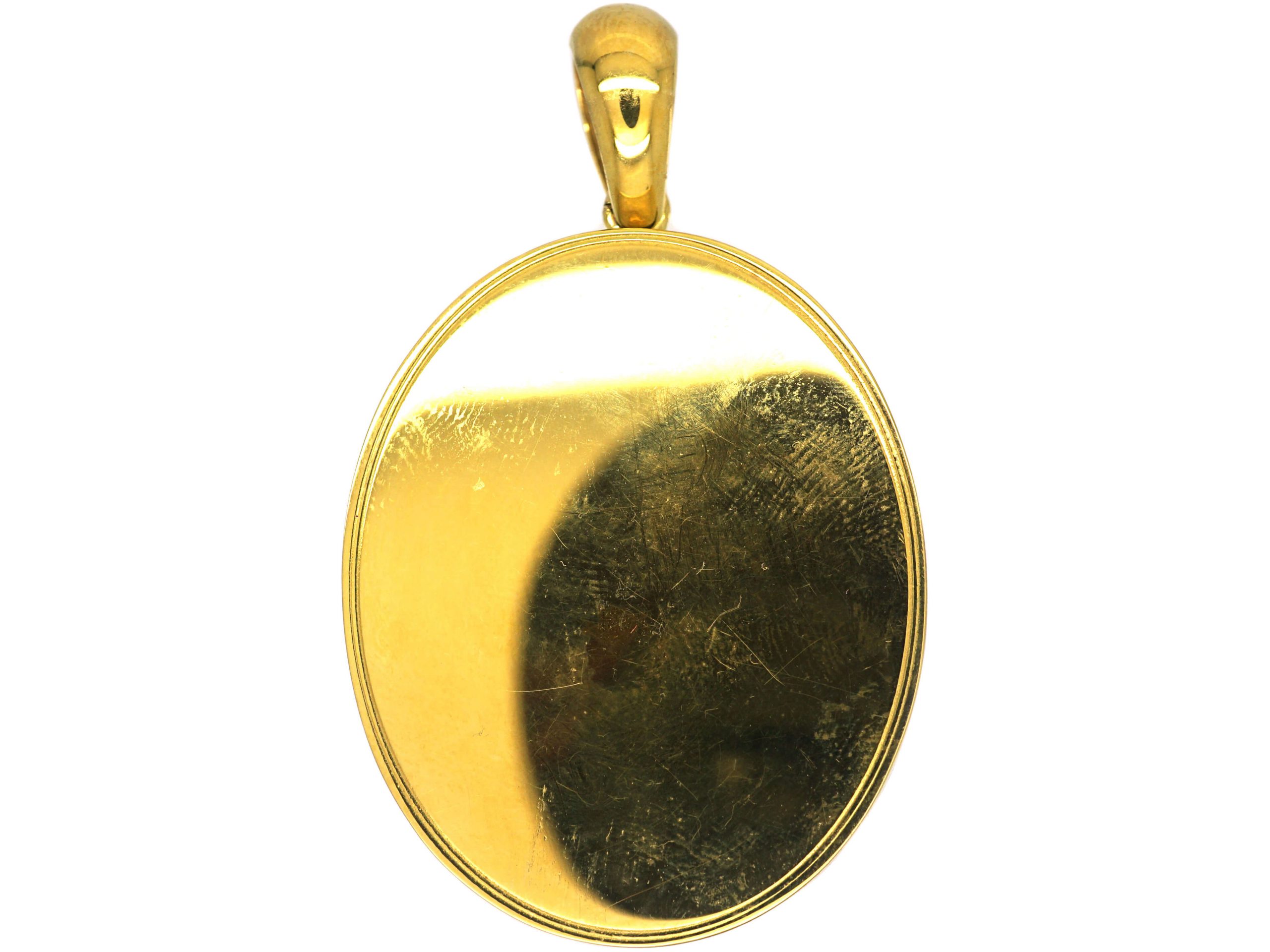 Victorian Large 18ct Gold Oval Shaped Locket set with a Sapphire, Ruby ...