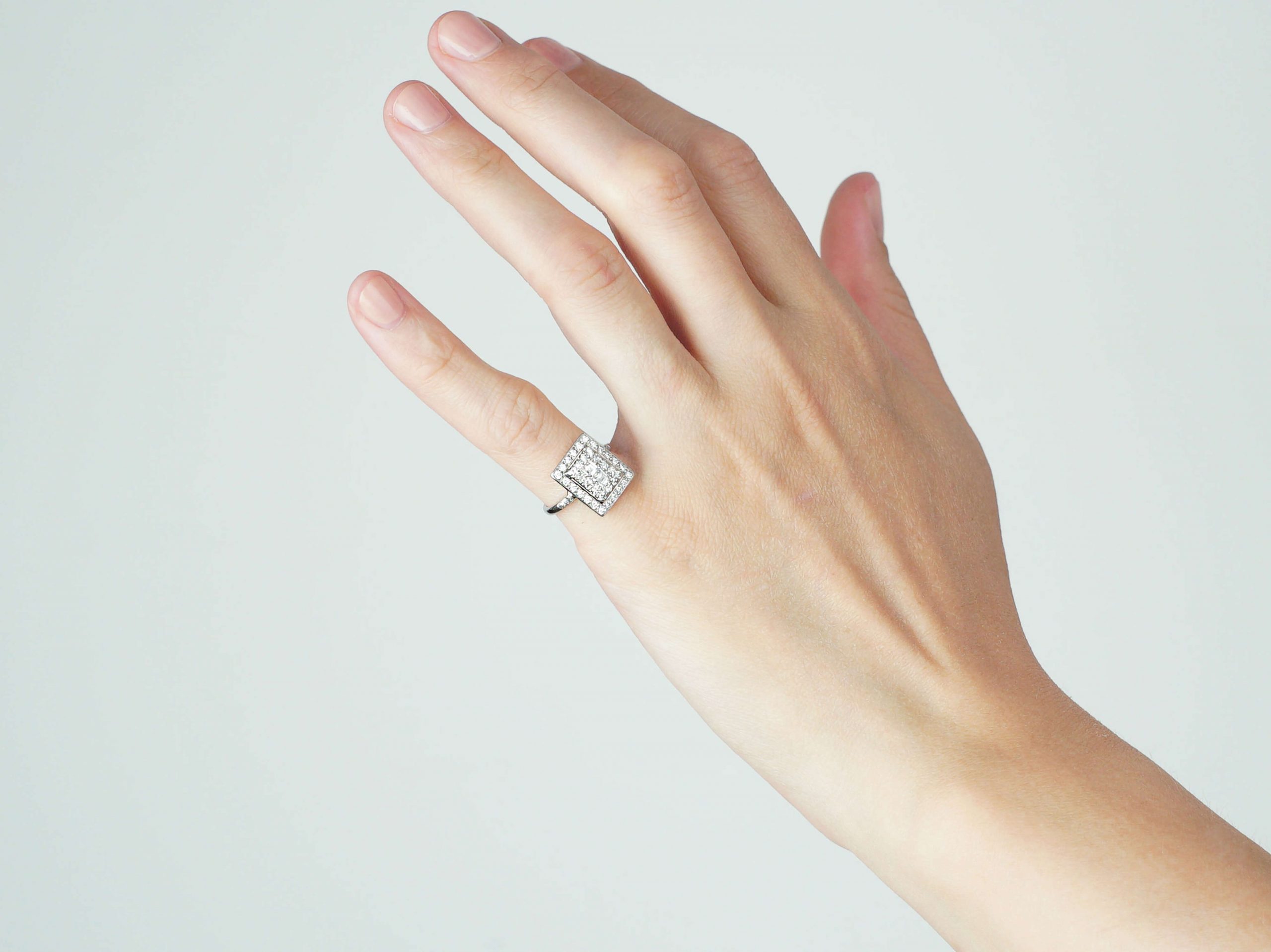 Retro Platinum & Diamond Rectangular Shaped Ring (509R) | The Antique ...