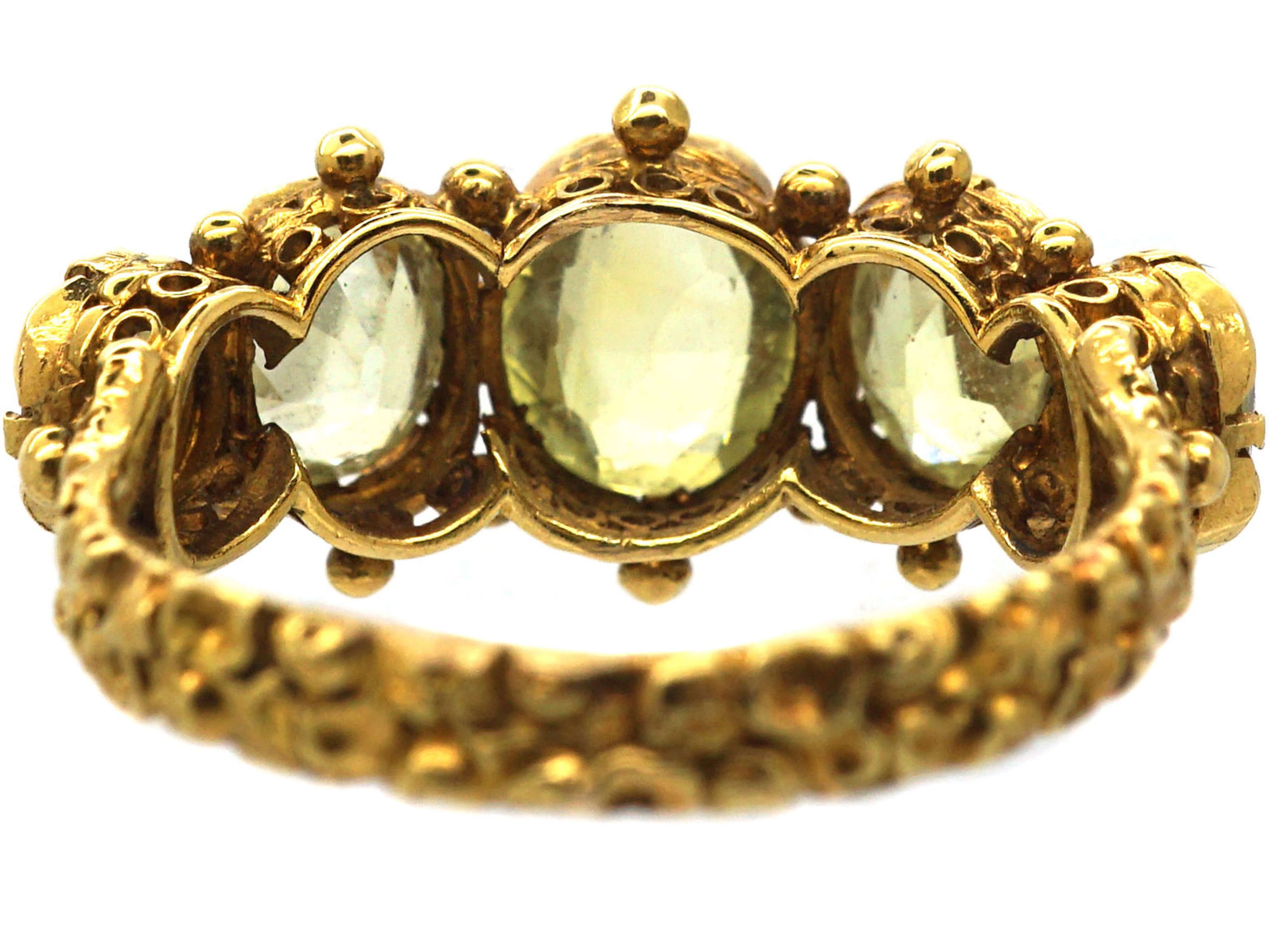 Regency 18ct Gold Ring set with Five Chrysolites (854R) | The Antique ...