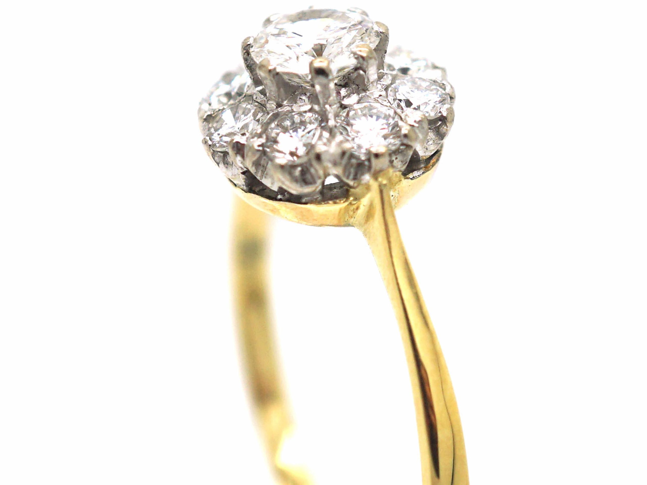 18ct Gold, Brilliant Cut Diamond Cluster Ring (892R) | The Antique ...