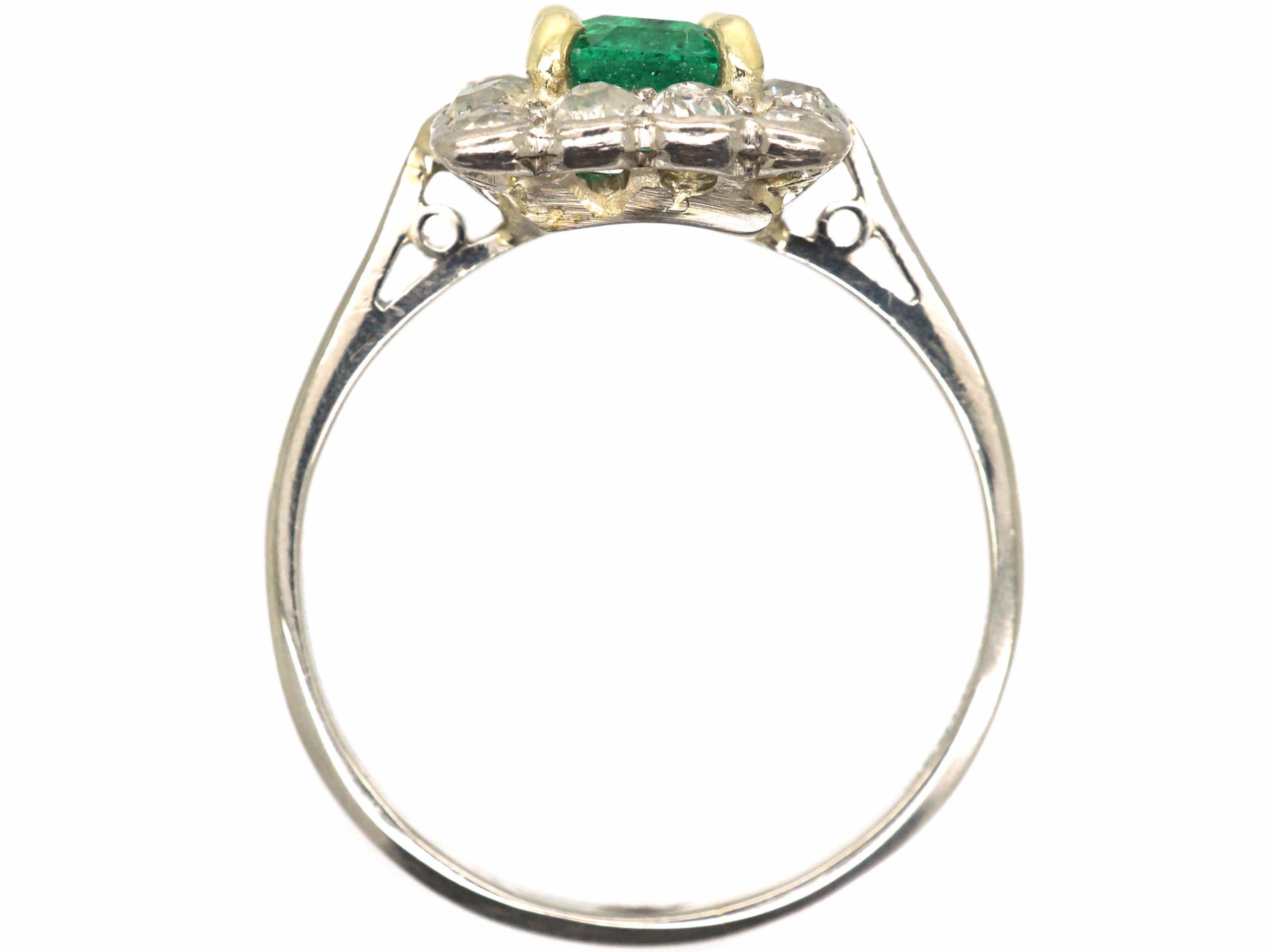 Art Deco Platinum, Emerald & Diamond Rectangular Cluster Ring (829R ...