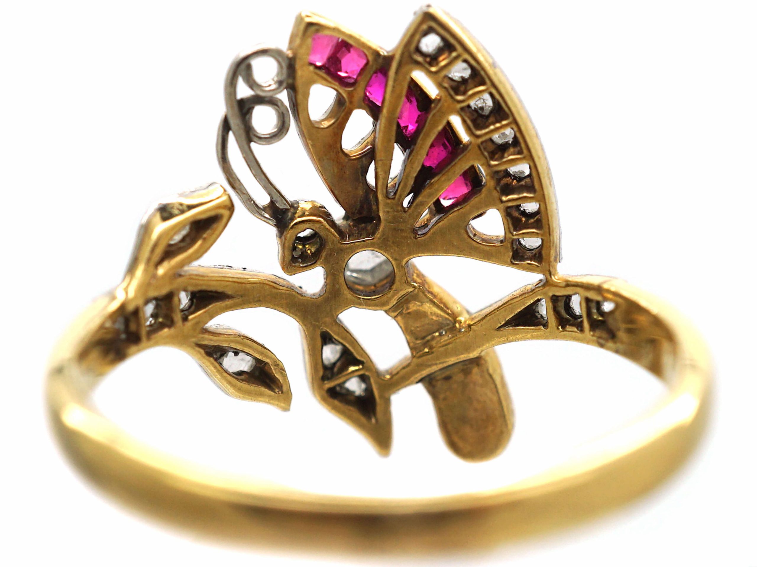 Art Nouveau 18ct Gold, Diamond & Ruby Butterfly Ring (786R) | The ...