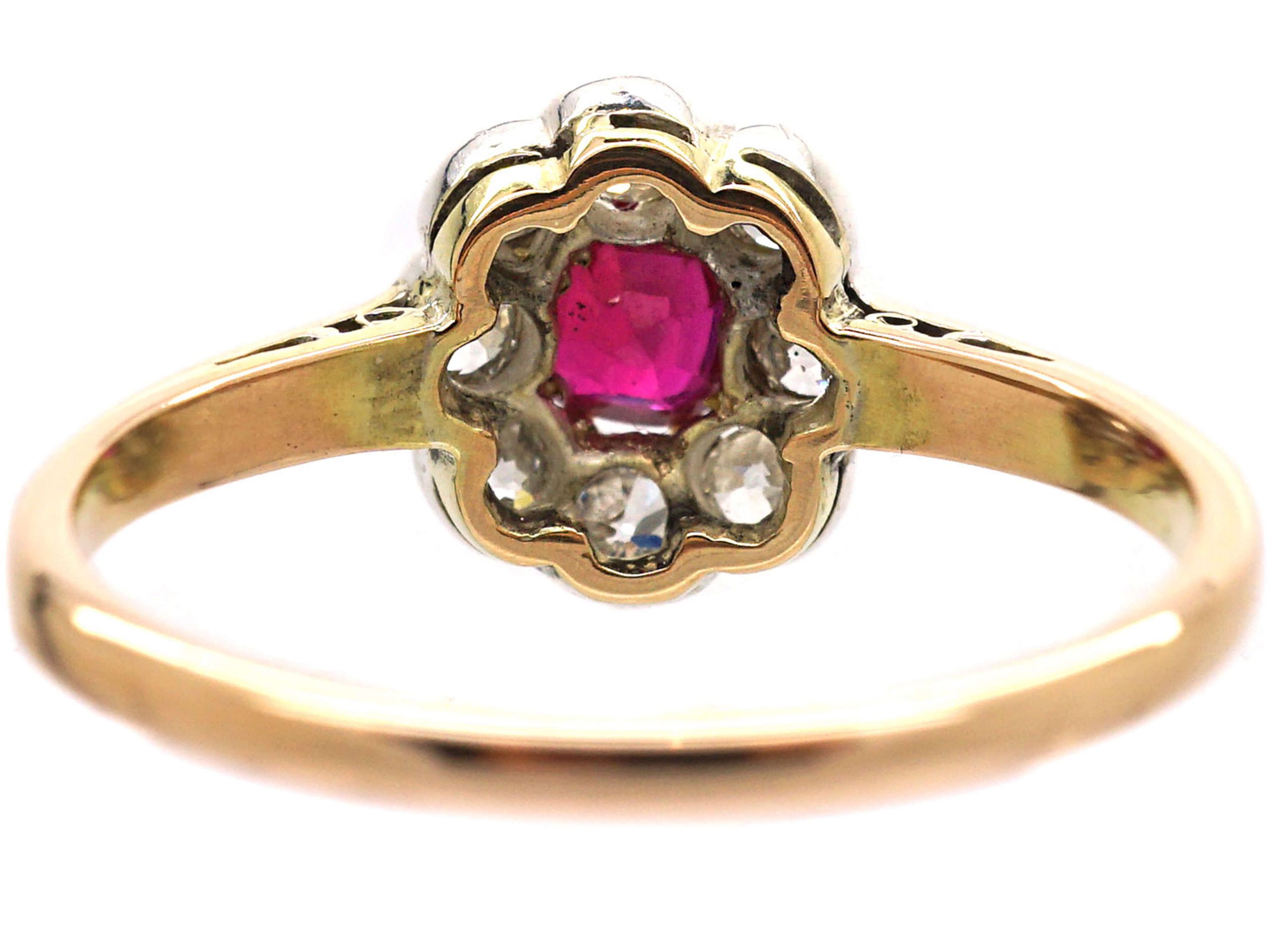 Edwardian 18ct Gold, Ruby & Diamond Cluster Ring (743R) | The Antique ...