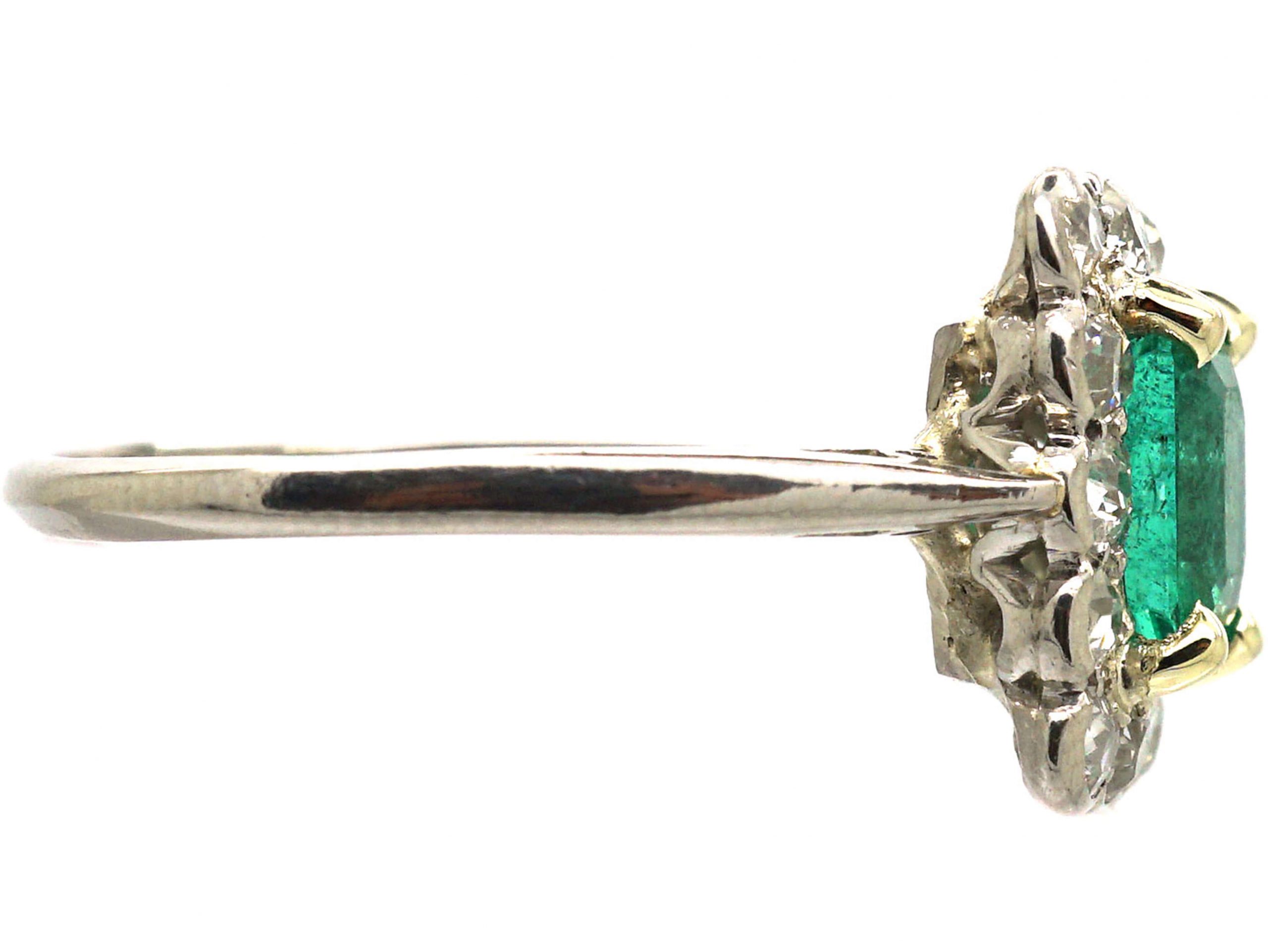 Art Deco Platinum, Emerald & Diamond Rectangular Cluster Ring (829R ...