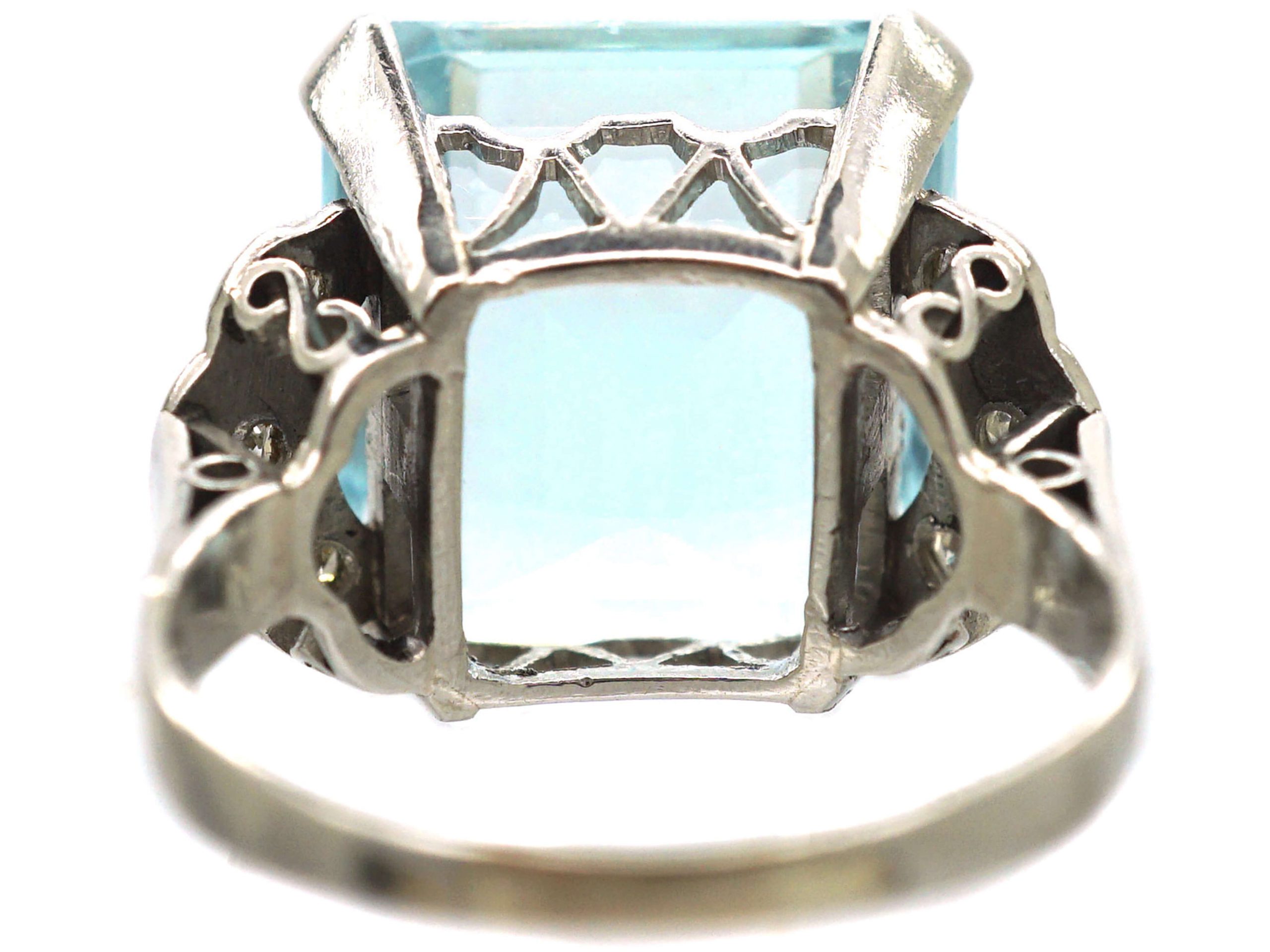 Retro 18ct White Gold, Aquamarine & Diamond Ring (765R) | The Antique ...