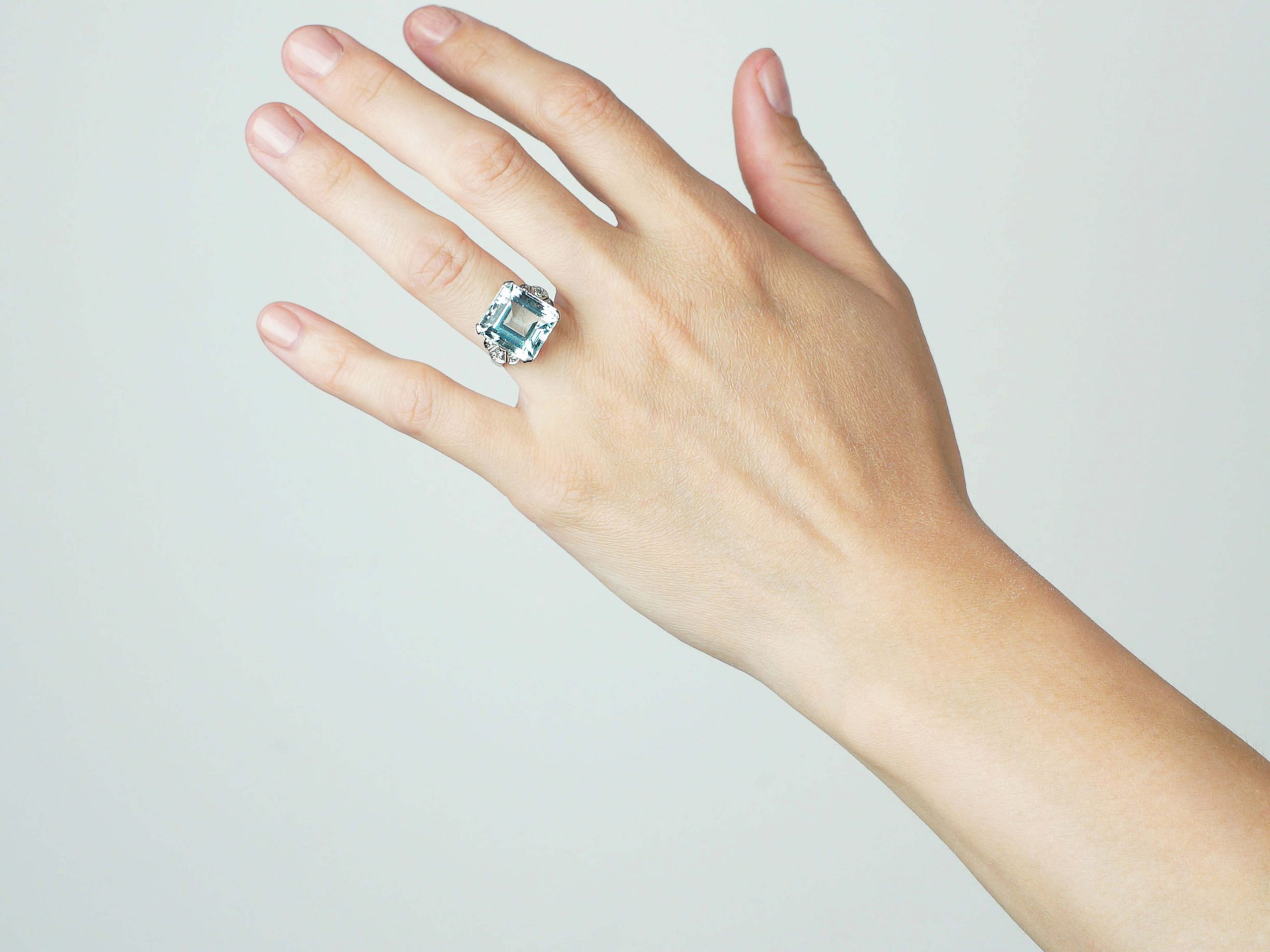 Retro 18ct White Gold, Aquamarine & Diamond Ring (765R) | The Antique ...
