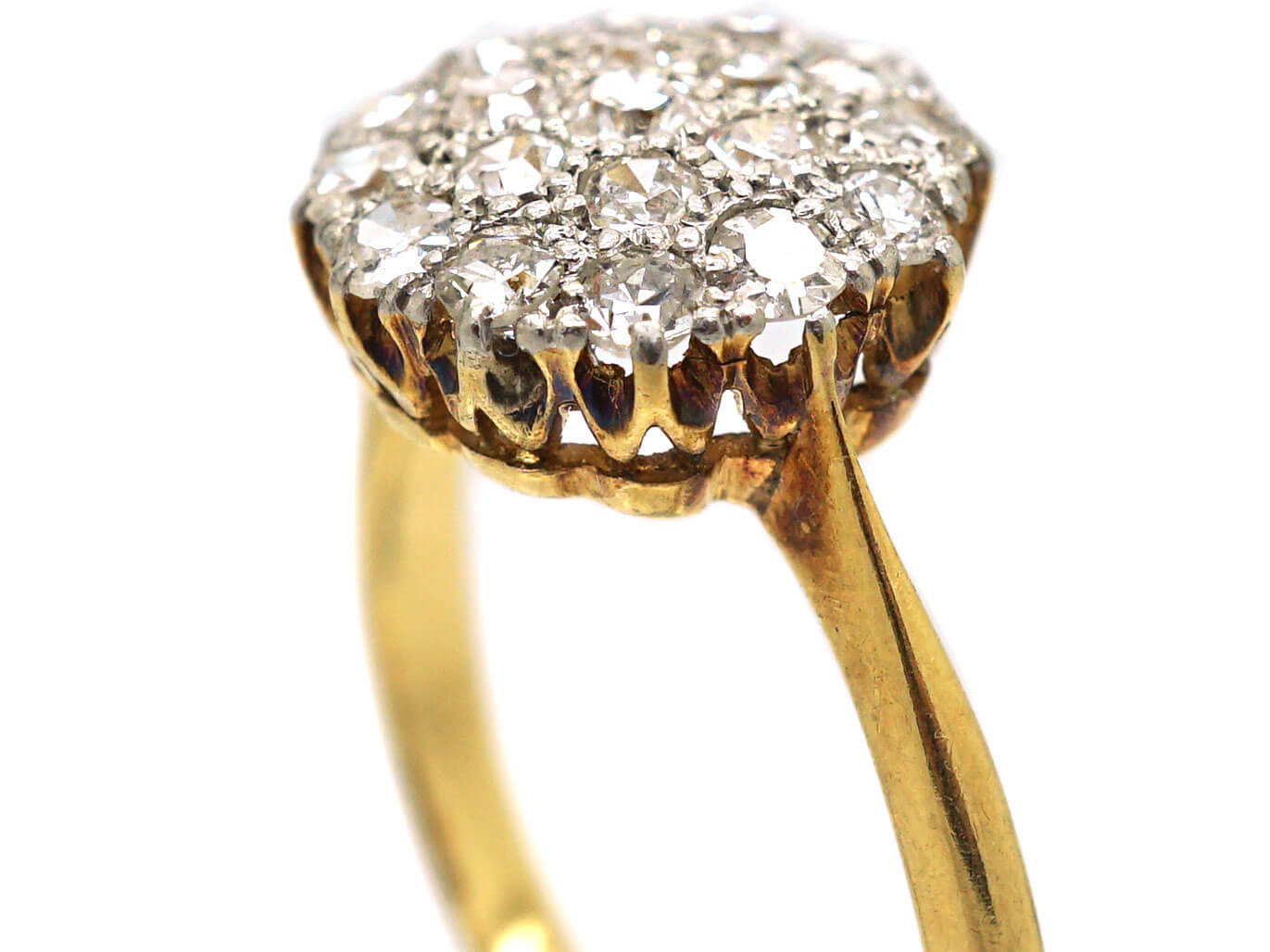 Edwardian 18ct Gold & Platinum, Pave Set Diamond Cluster Ring (744R ...