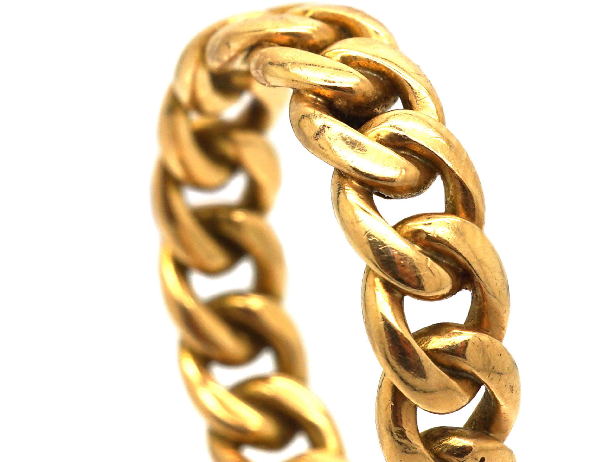 Edwardian 18ct Gold Curb Link Ring (617R) | The Antique Jewellery Company