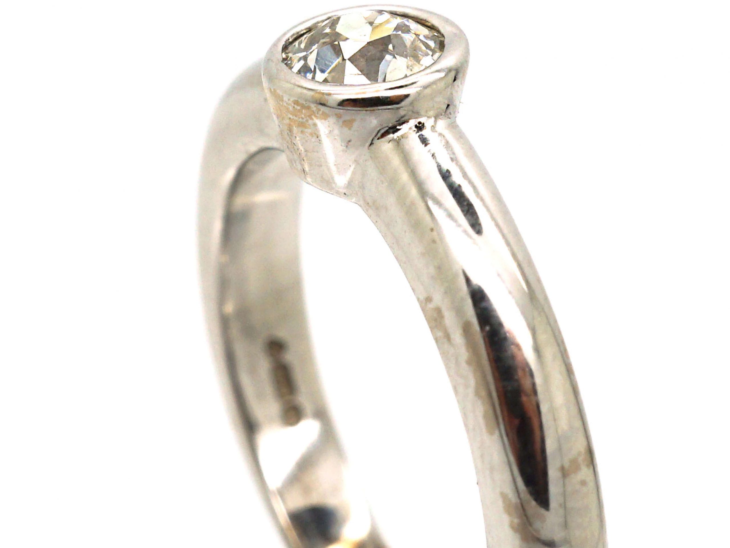 18ct White Gold Diamond Rub Over Set Solitaire Ring | AJC - AUS