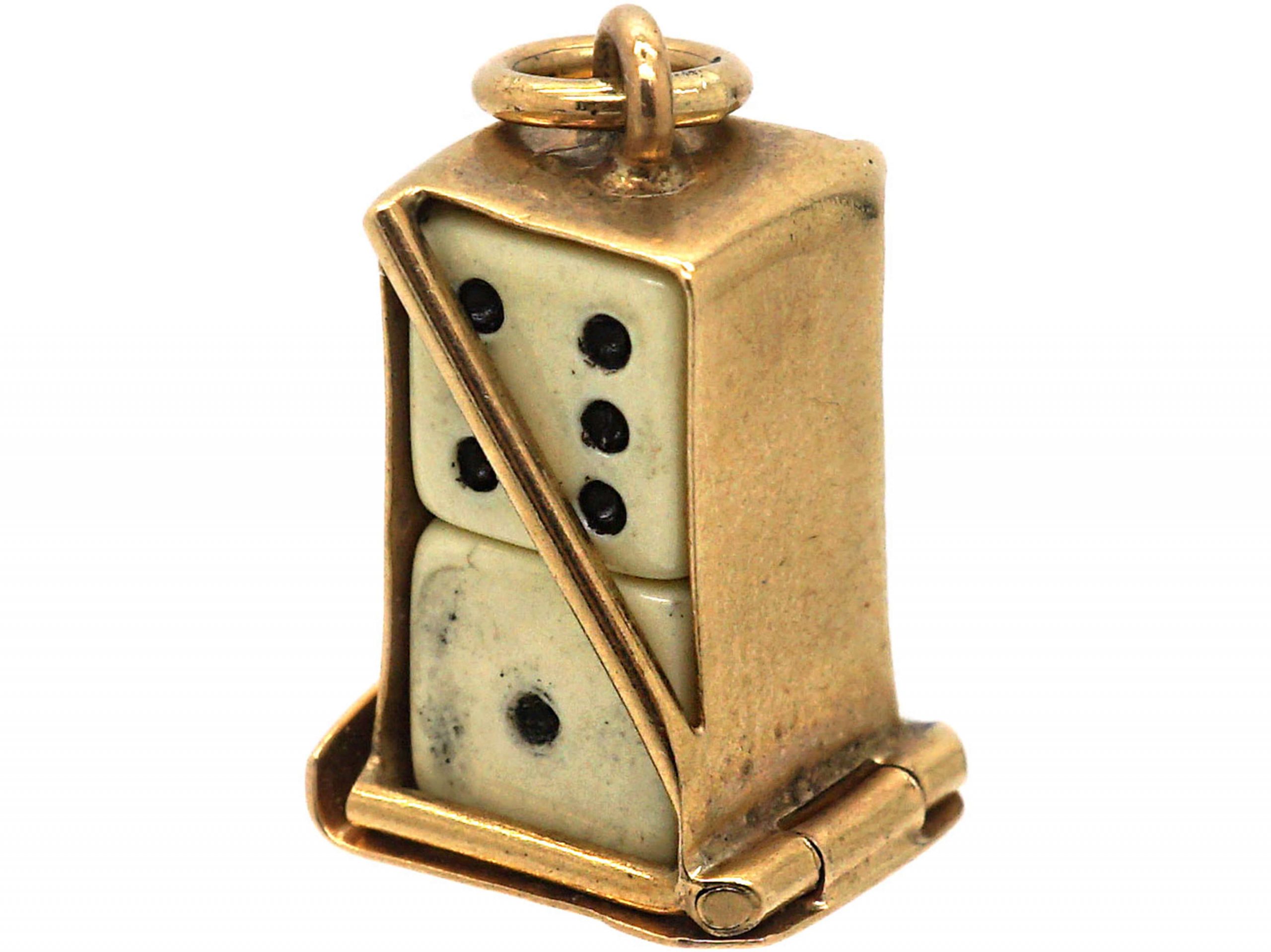 9ct Gold Two Dice Charm (752R) | The Antique Jewellery Company