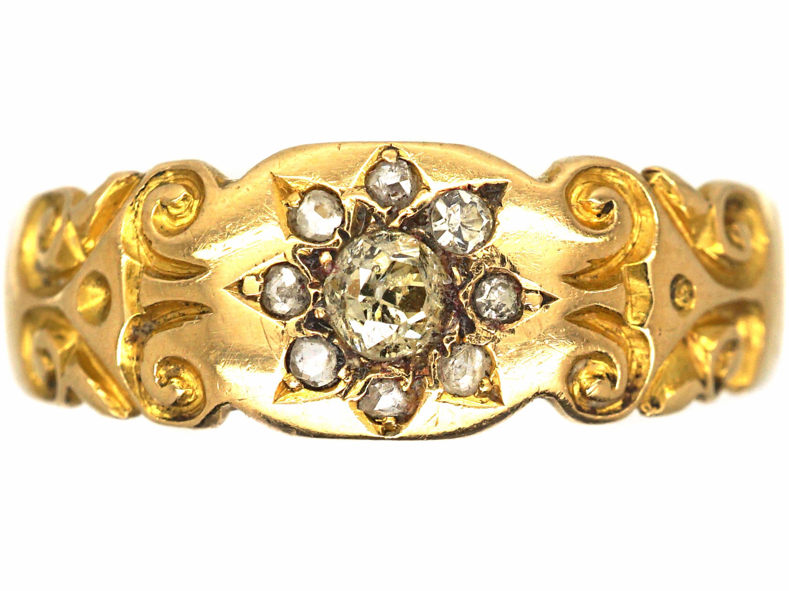 Victorian 18ct Gold Ring With Diamond Set Star Motif (776R) | The ...