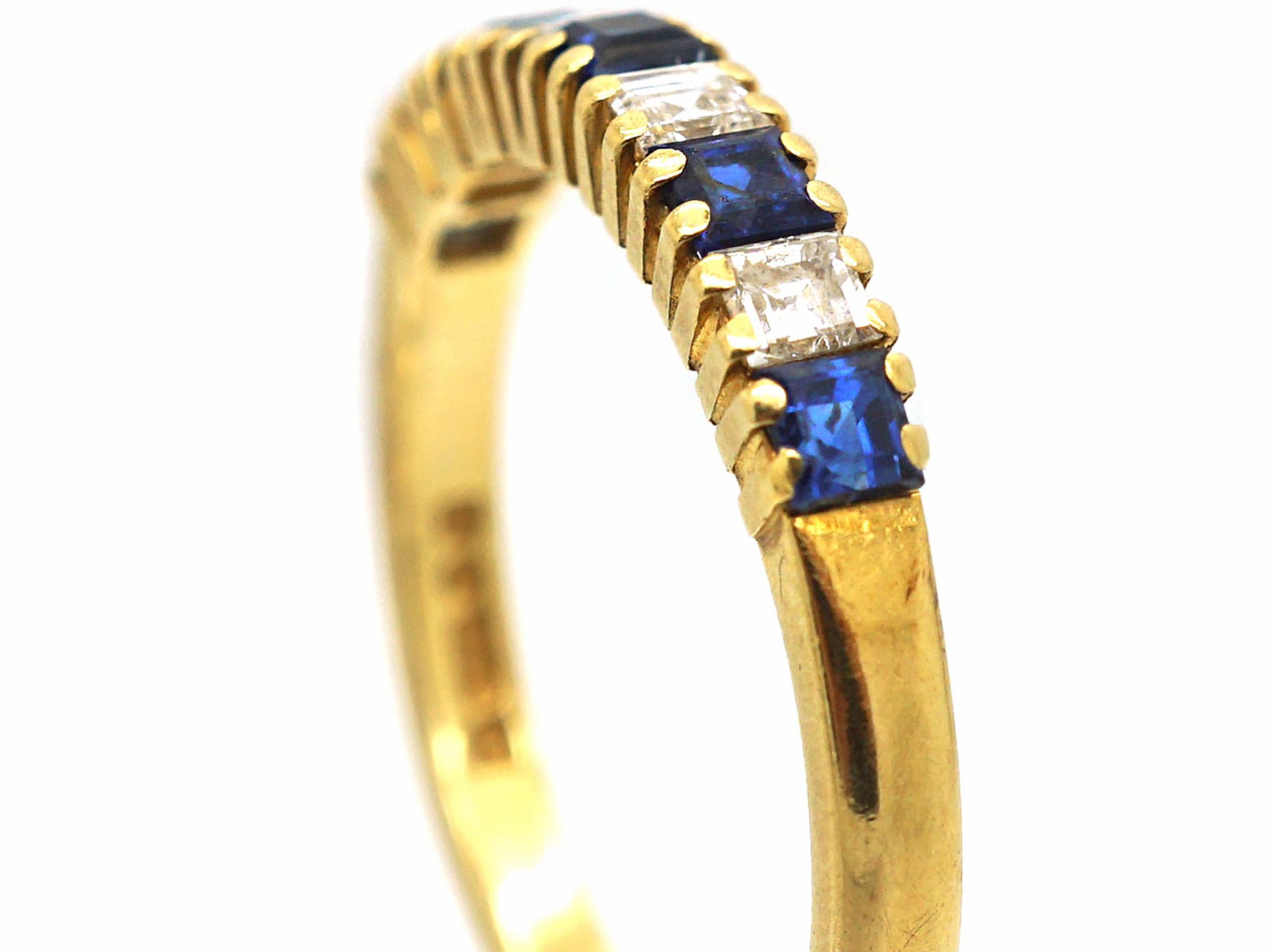 18ct Gold, Nine Stone Sapphire & Diamond Ring (849R) | The Antique ...