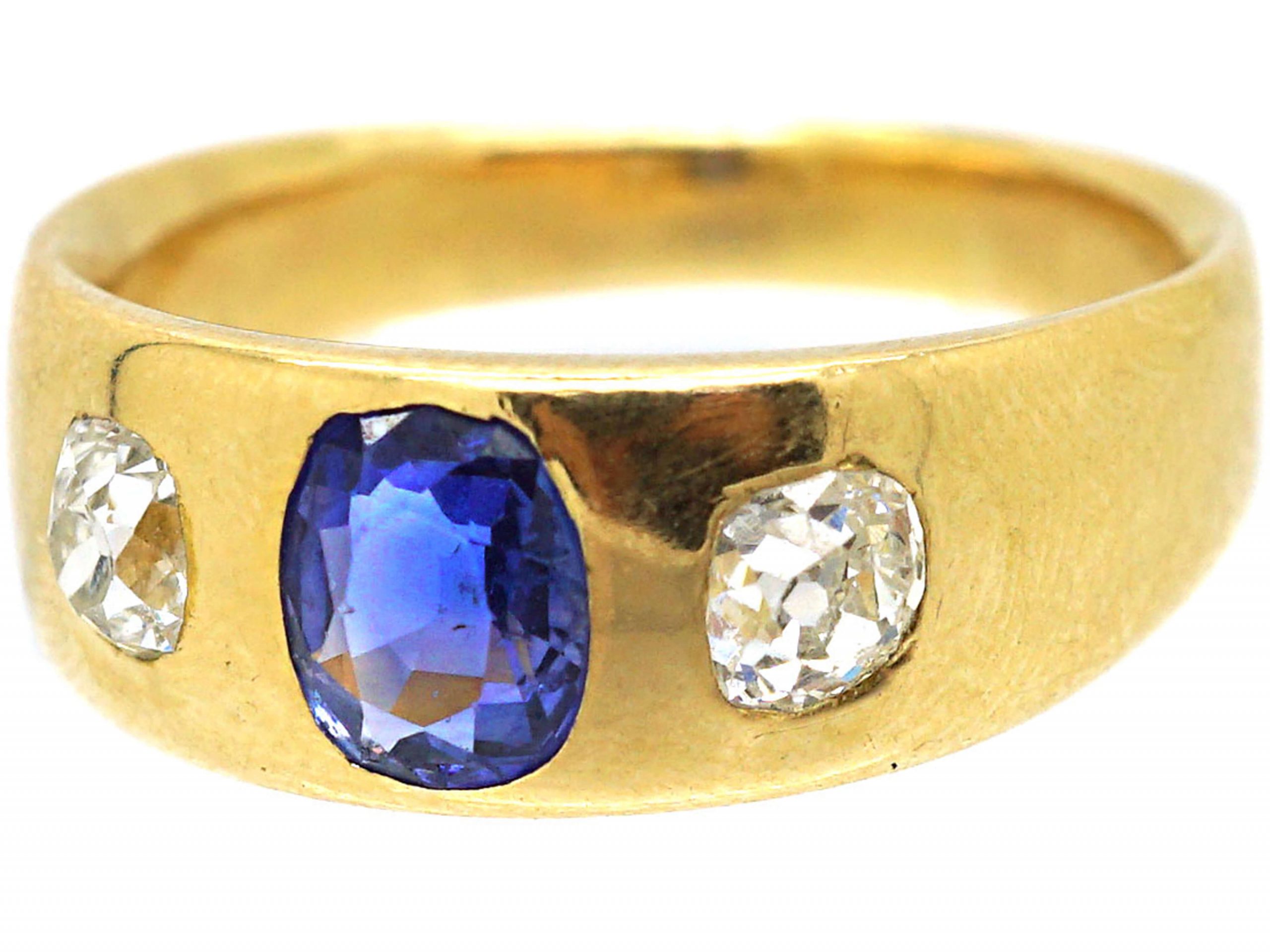 Edwardian 18ct Gold, Sapphire & Diamond Rub Over Set Ring (967R) | The ...