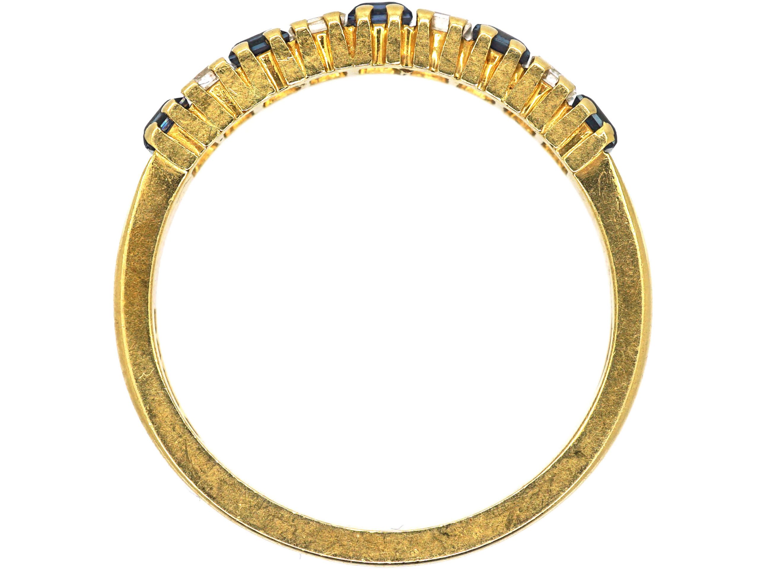 18ct Gold, Nine Stone Sapphire & Diamond Ring (849R) | The Antique ...