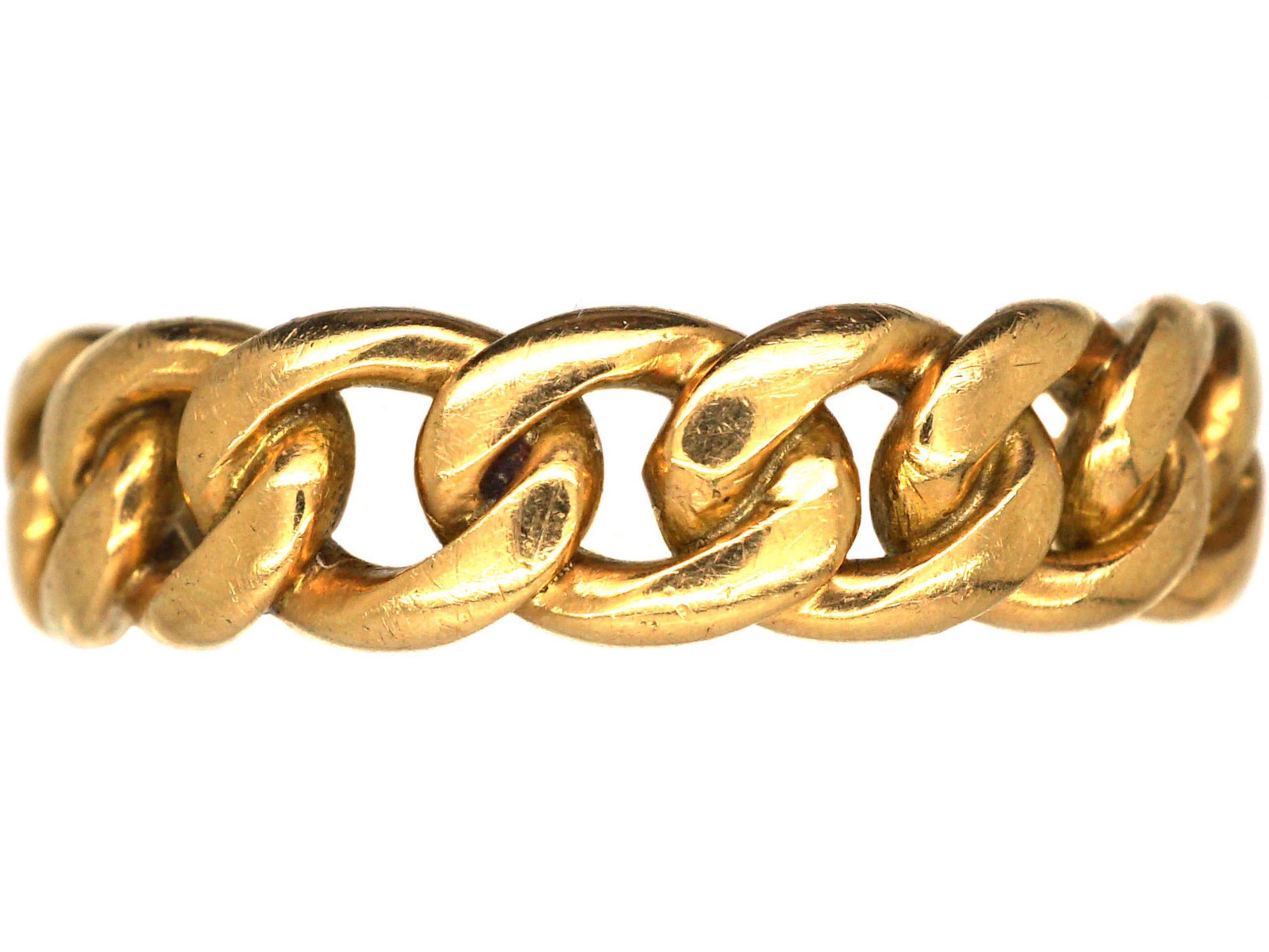 Edwardian 18ct Gold Curb Link Ring (617R) | The Antique Jewellery Company