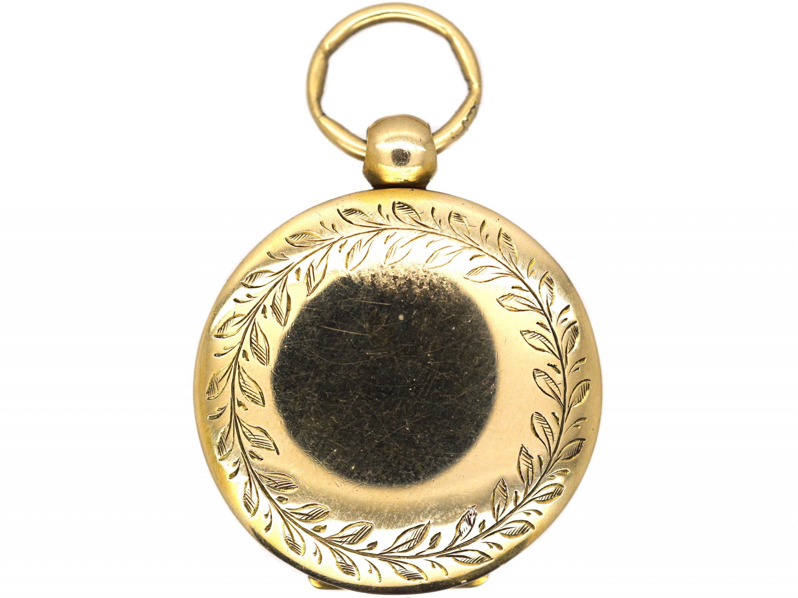 Georgian 15ct Gold Round Locket with Laurel Motif (931R) | The Antique ...
