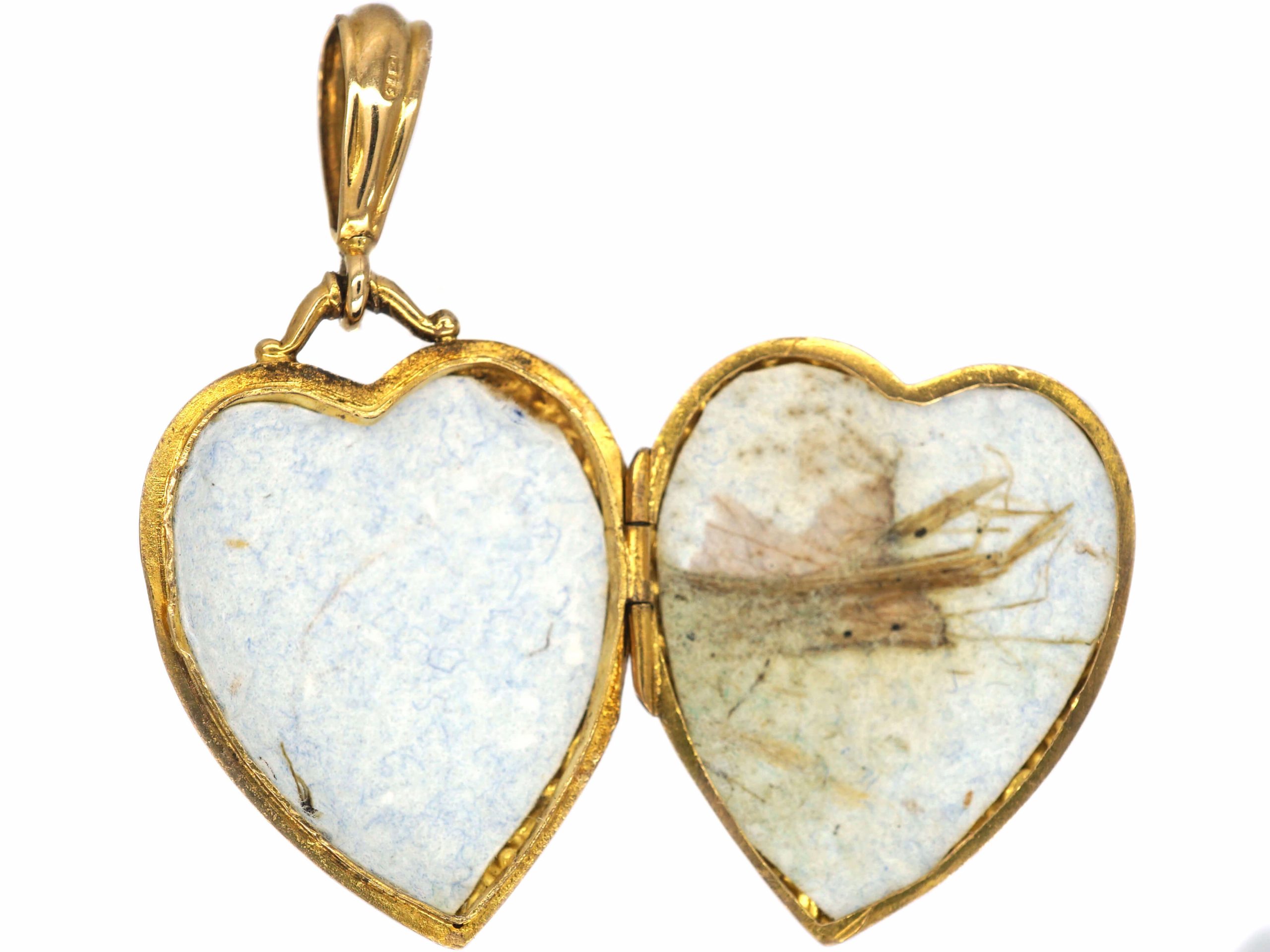 Edwardian 9ct Gold Heart Shaped Locket with Decorative Border (780R ...