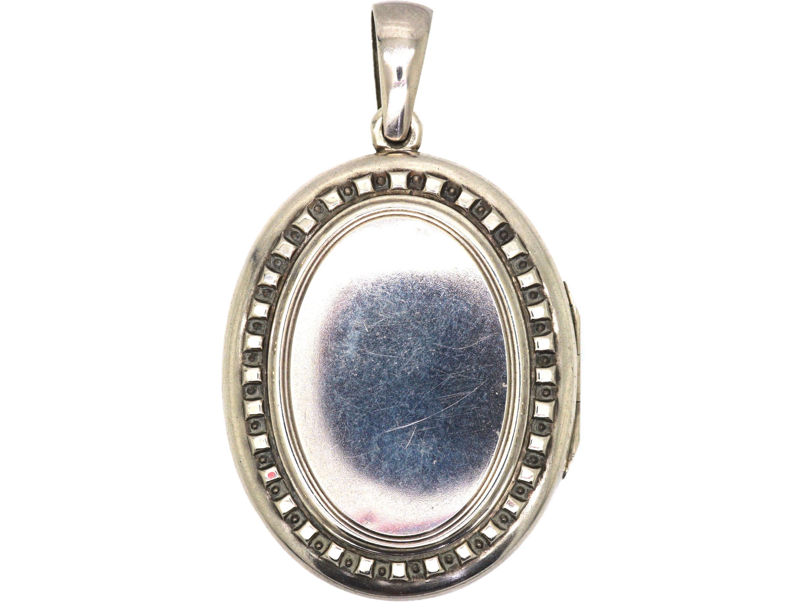 Victorian Oval Silver Locket with Hobnail Detail (167S) | The Antique ...