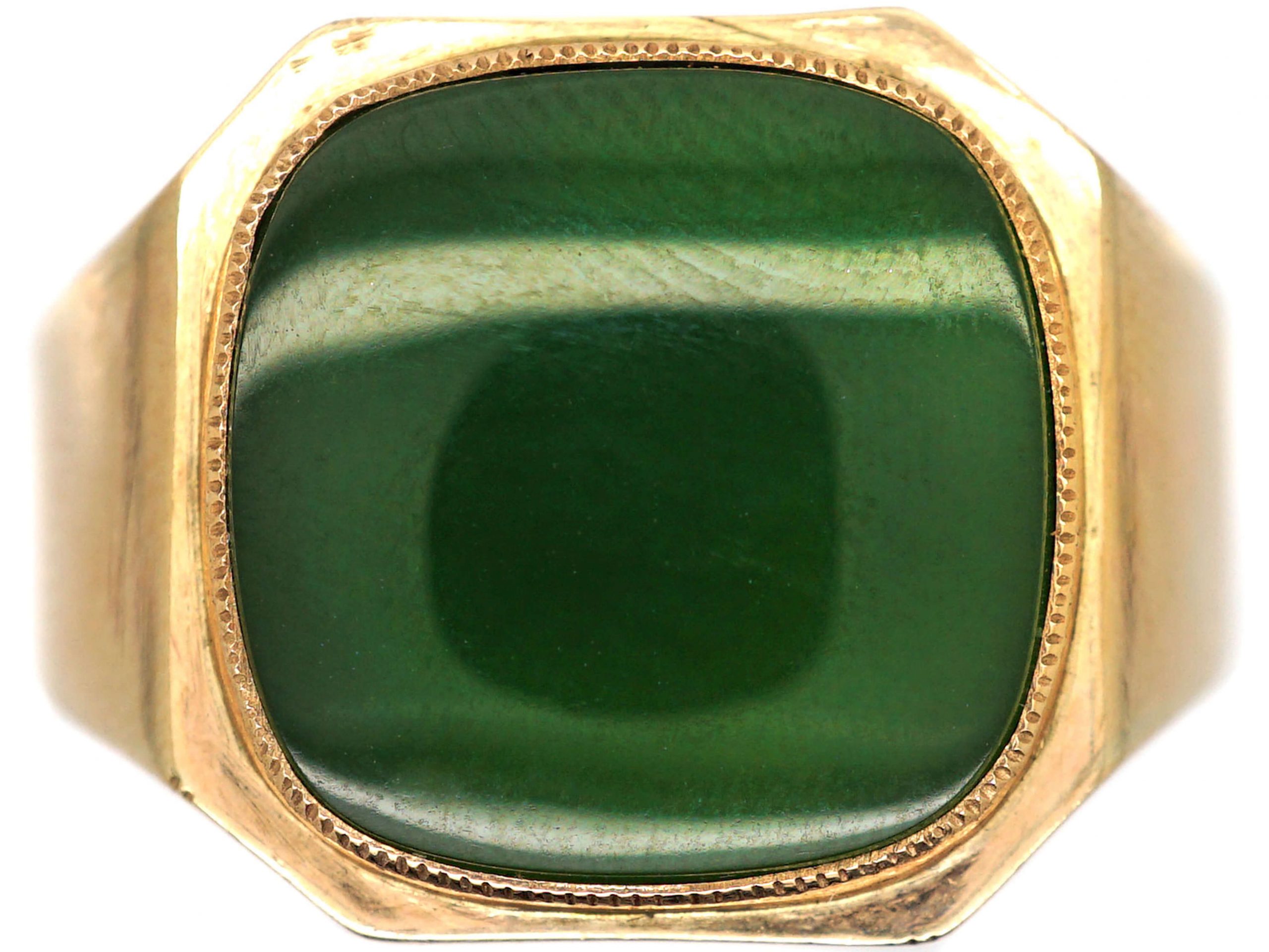 Retro 18ct Gold & Nephrite Signet Ring (920R) | The Antique Jewellery ...