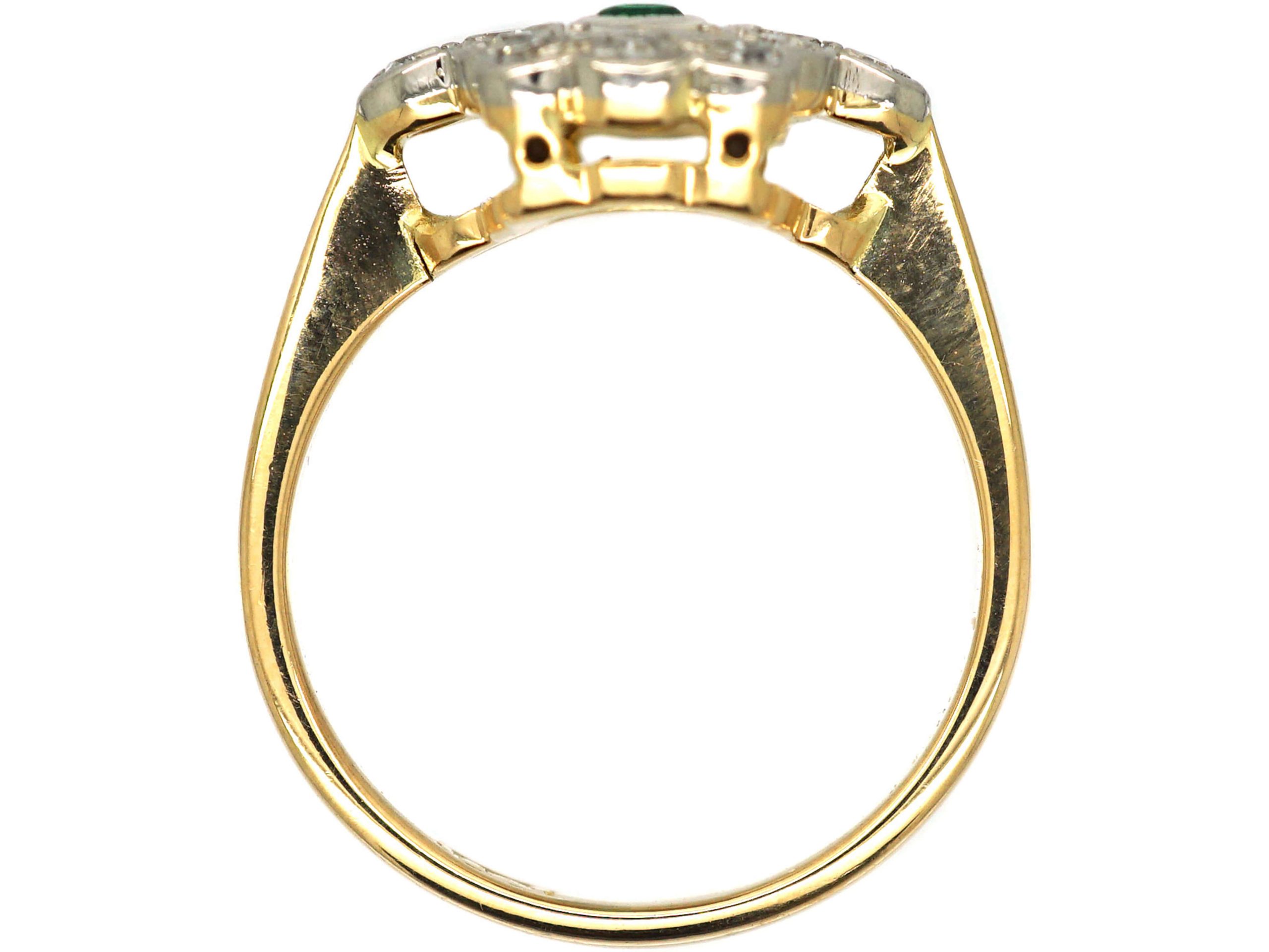 Art Deco 18ct Gold & Platinum, Emerald & Diamond Rectangular Shaped ...