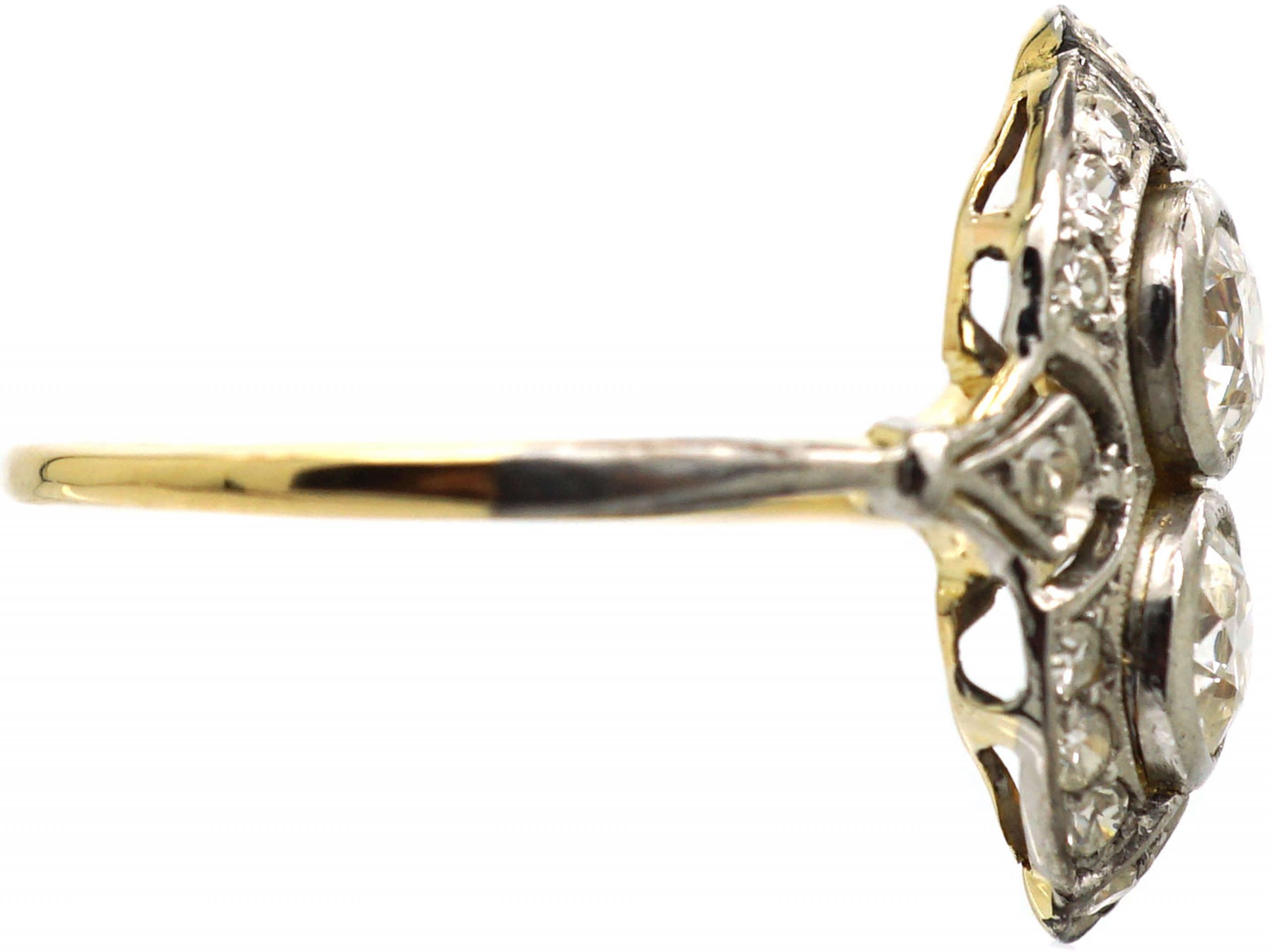 Art Deco 18ct Gold & Platinum, Two Stone Diamond Ornate Ring (890R ...