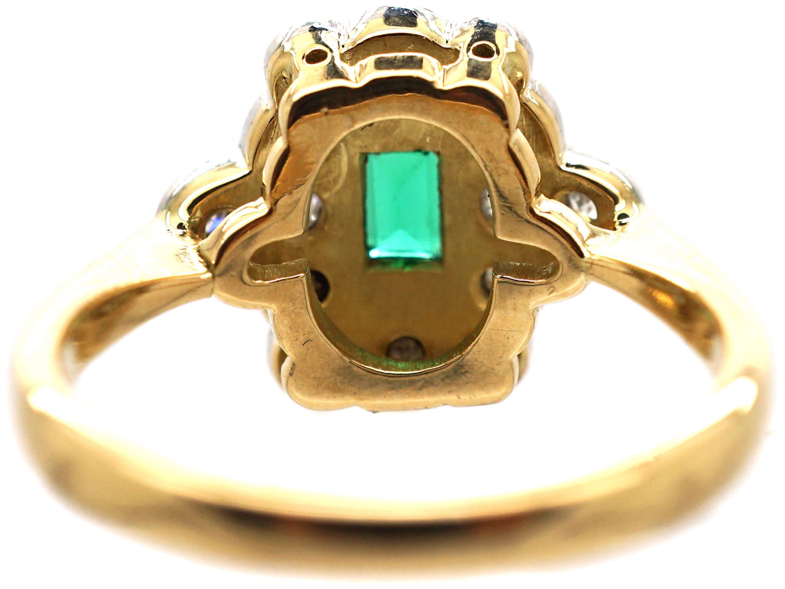 Art Deco 18ct Gold & Platinum, Emerald & Diamond Rectangular Shaped ...
