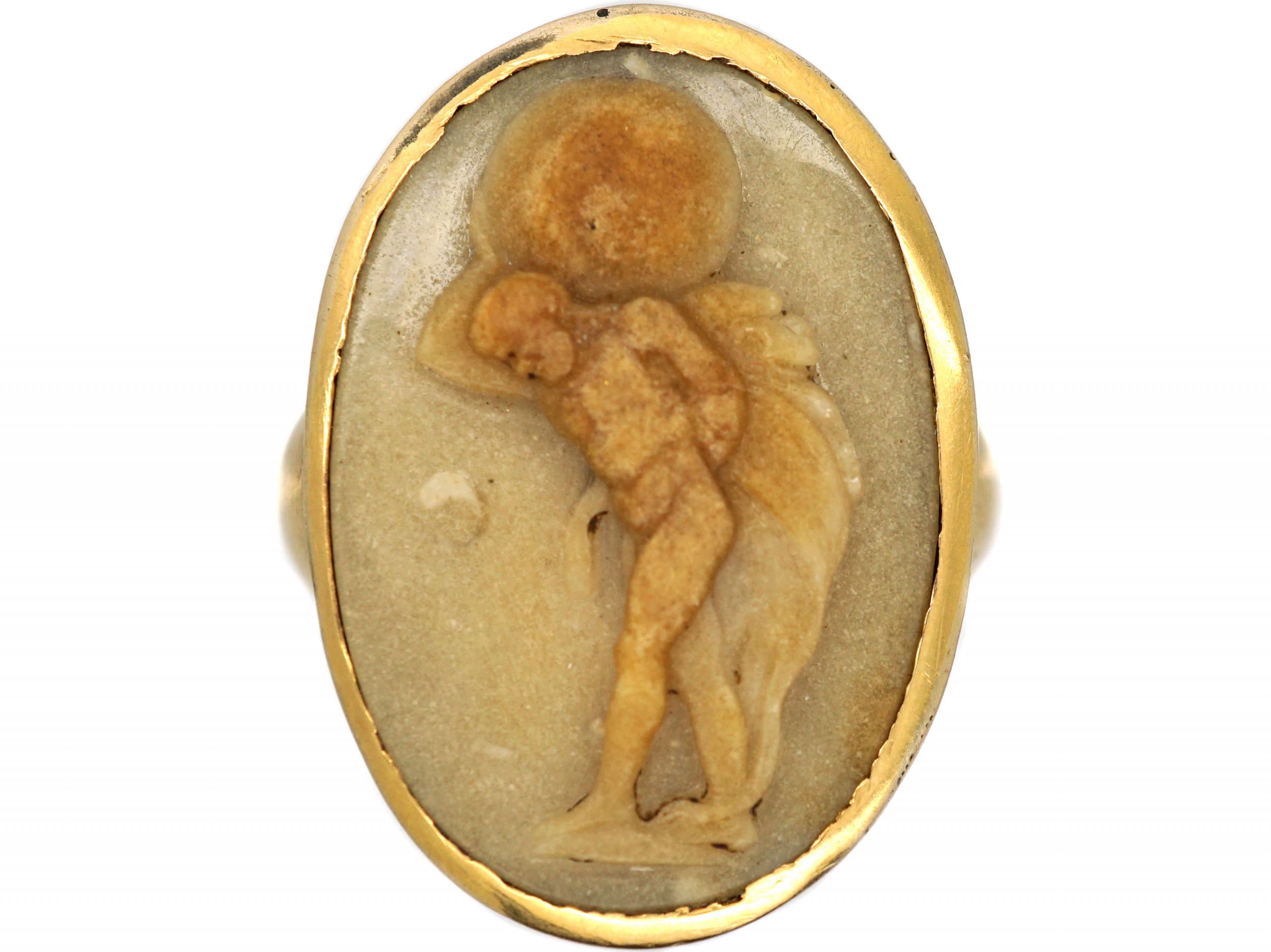 Georgian NeoClassical 18ct Gold Ring with Roman Hardstone Cameo Ring of ...