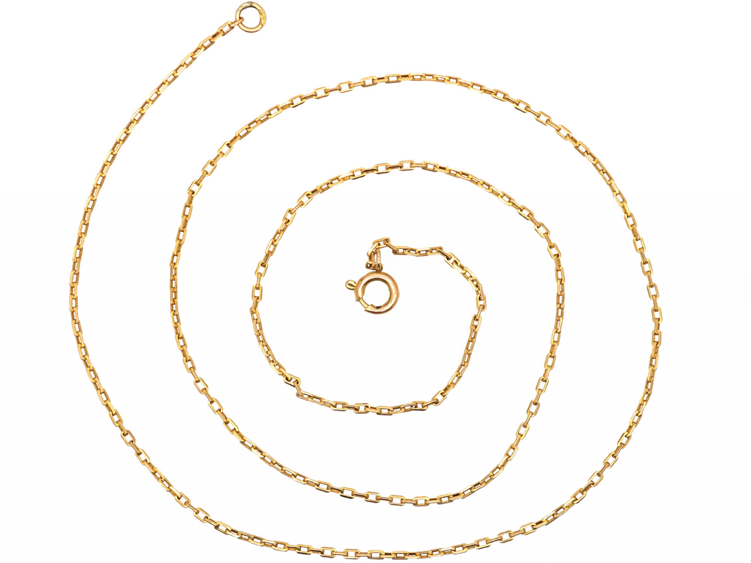 Art Deco 9ct Gold Narrow box Link Chain (844P) | The Antique Jewellery ...