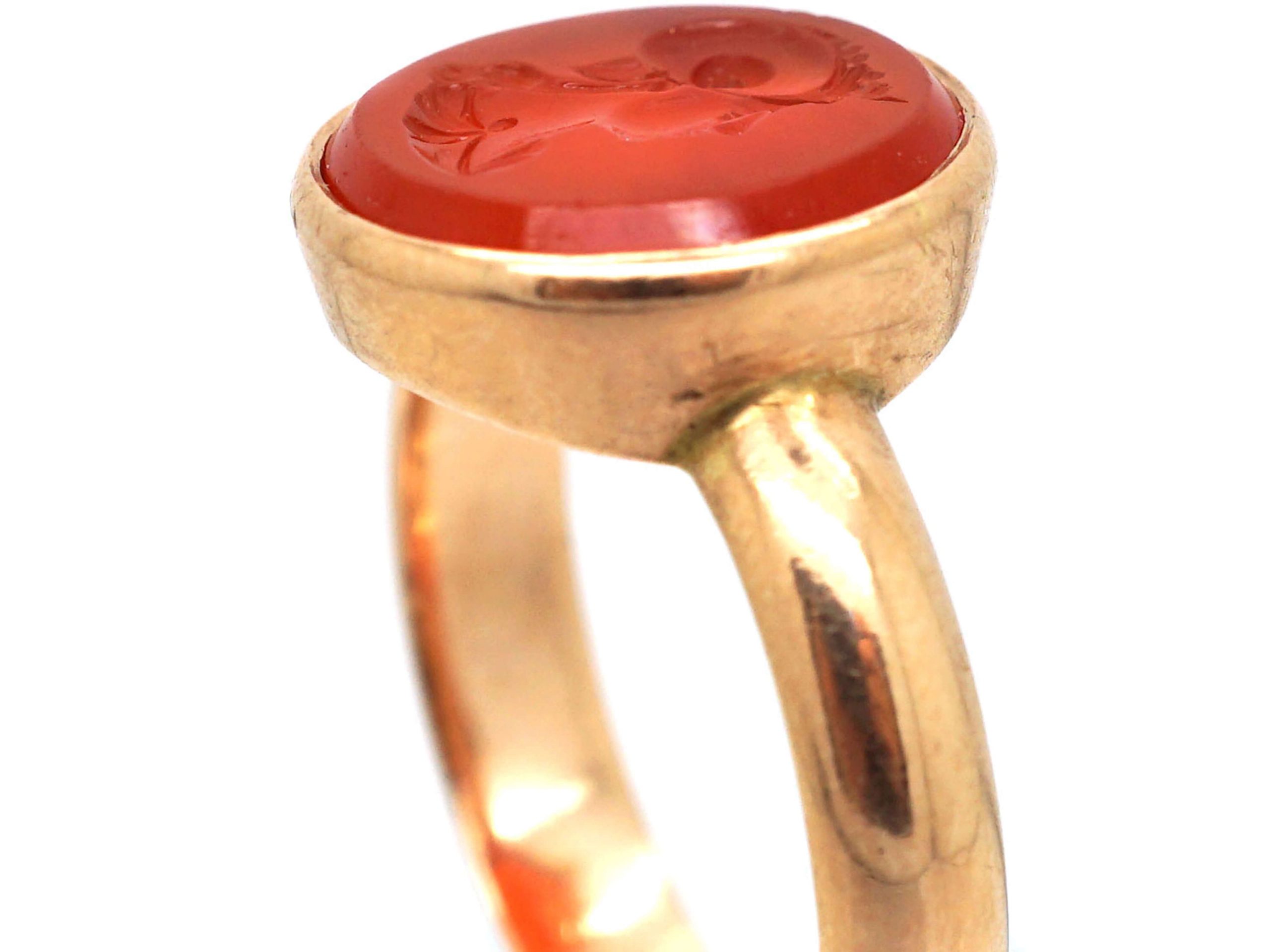 Edwardian 15ct Gold Carnelian Ring with Intaglio of Hellenistic Attic ...