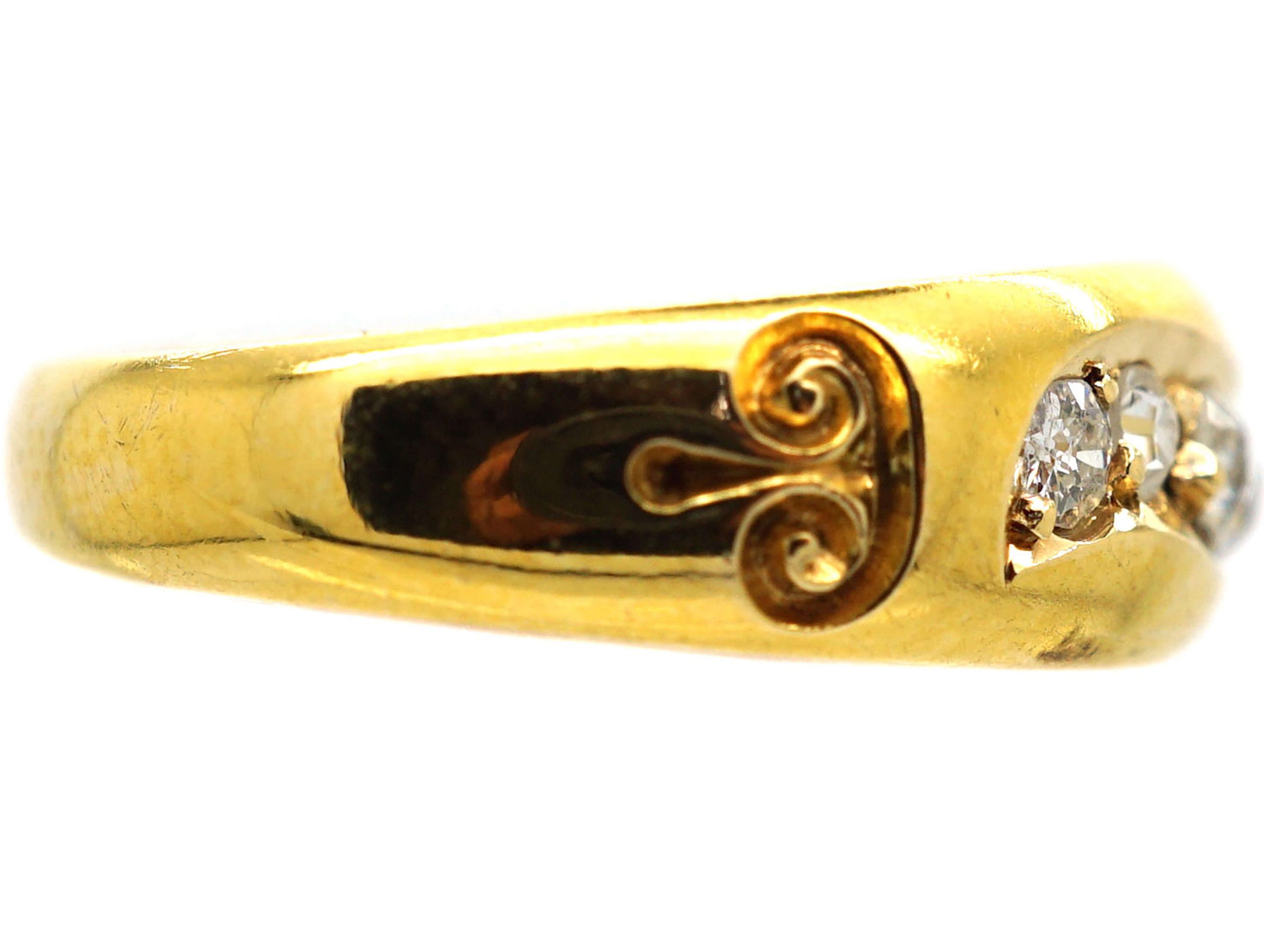 Victorian 18ct Gold, Five Stone Diamond Scroll Design Ring (8S) | The ...