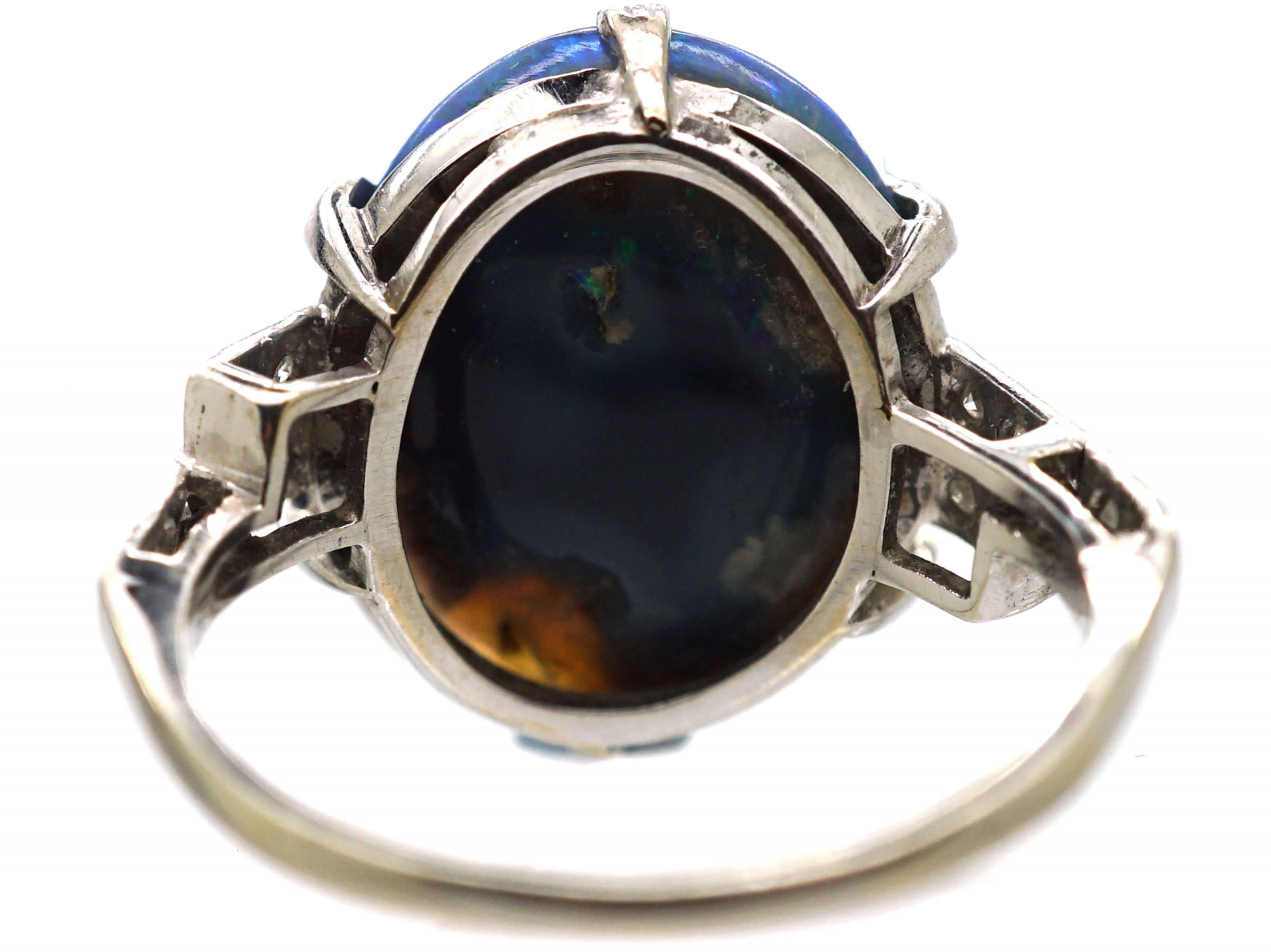 Art Deco Platinum, Black Opal & Diamond Ring (110S) | The Antique ... Art Deco Platinum, Black Opal & Diamond Ring (110S) | The Antique ...