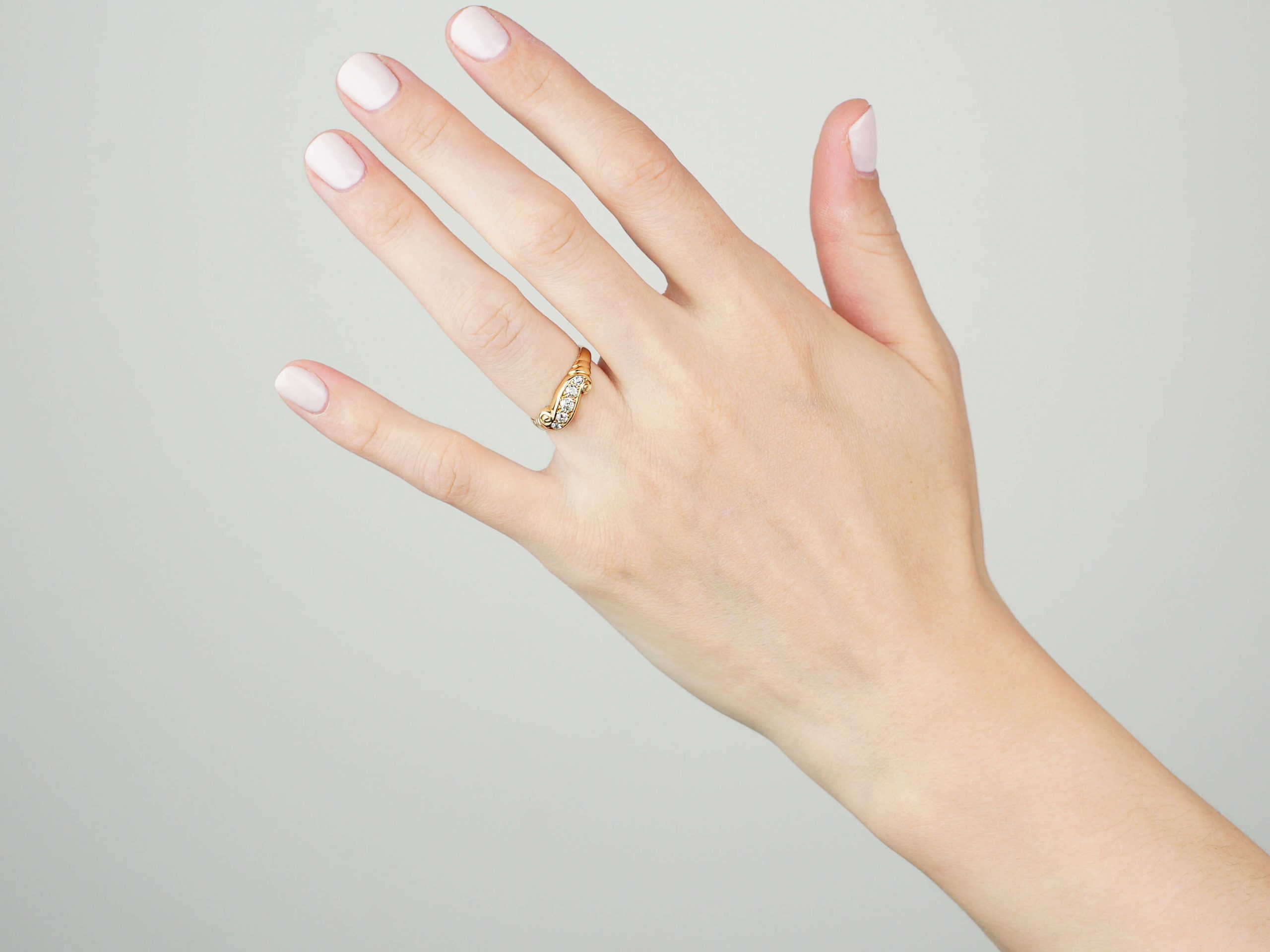 Edwardian 18ct Gold Five Stone Diamond Scroll Design Ring (33S) | The ...
