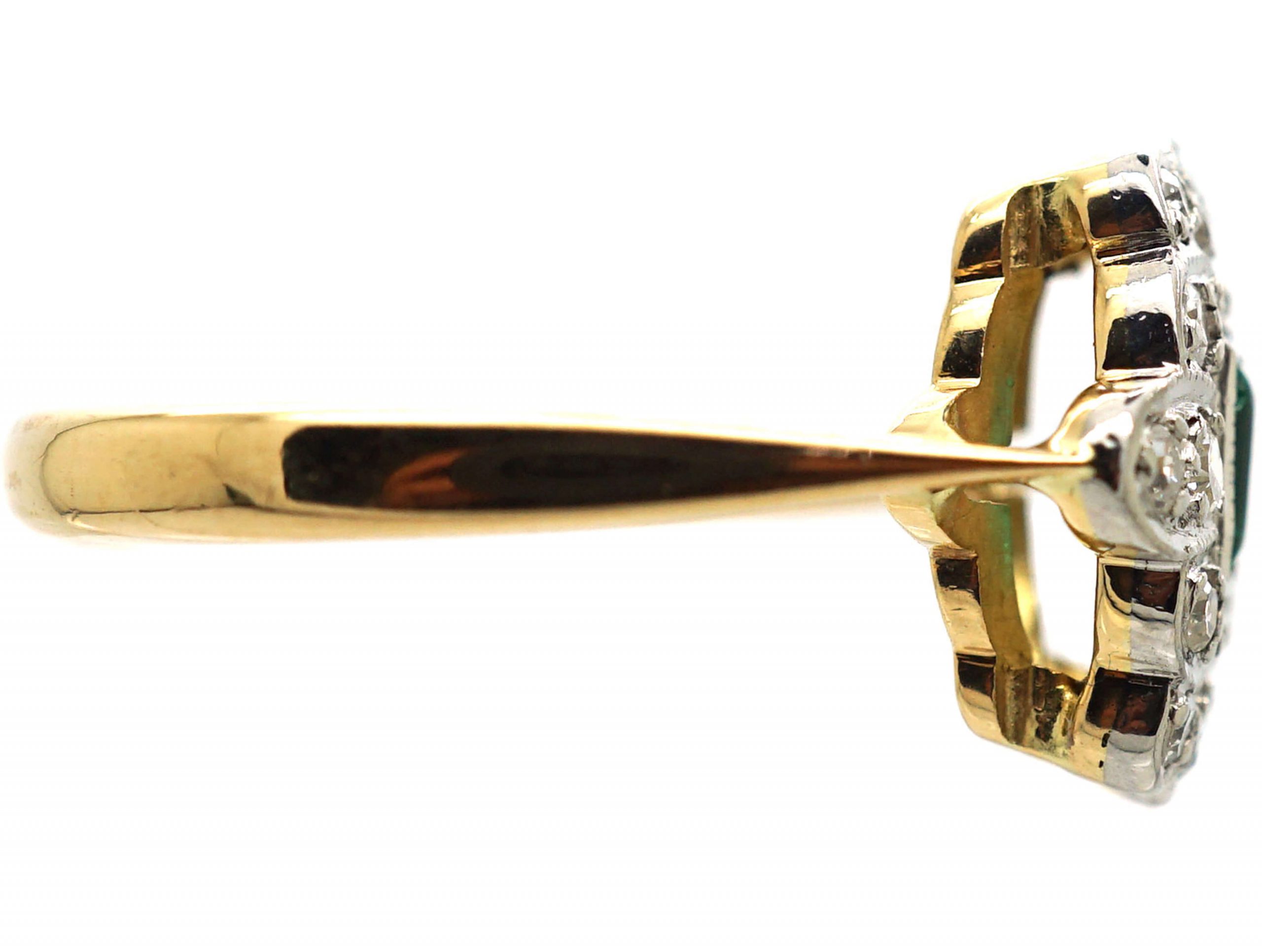 Art Deco 18ct Gold & Platinum, Emerald & Diamond Rectangular Shaped ...
