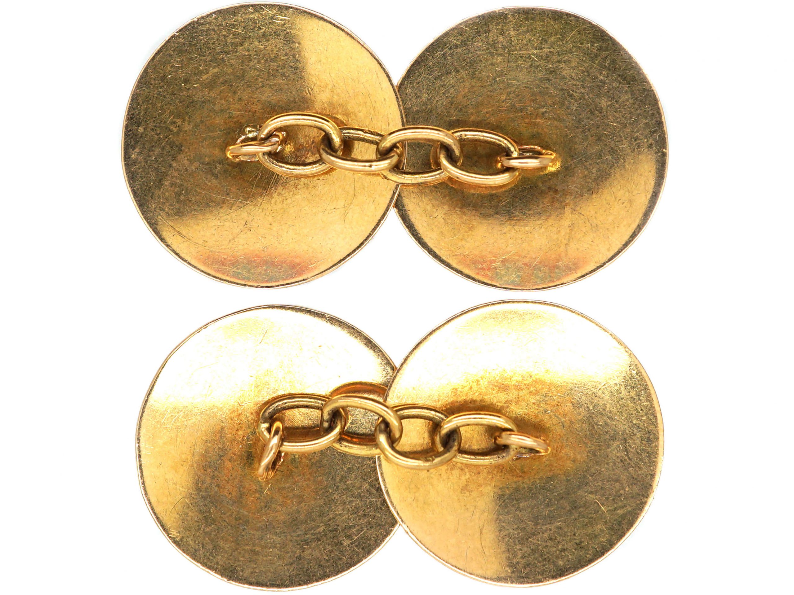 Art Deco 18ct Gold Round Record Cufflinks (921R) | The Antique ...