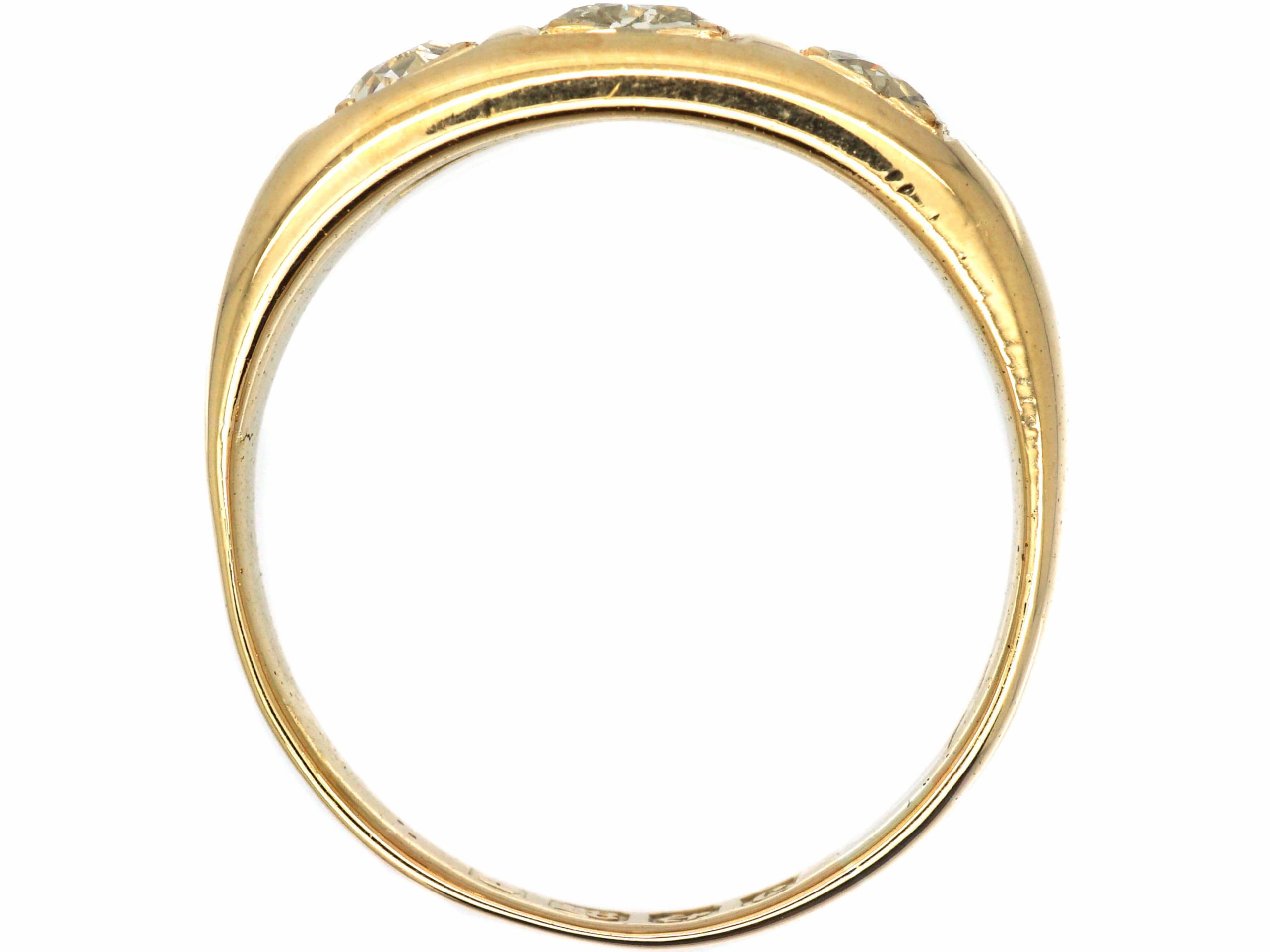 Edwardian 18ct Gold Three Stone Diamond Ring with Square Design ...