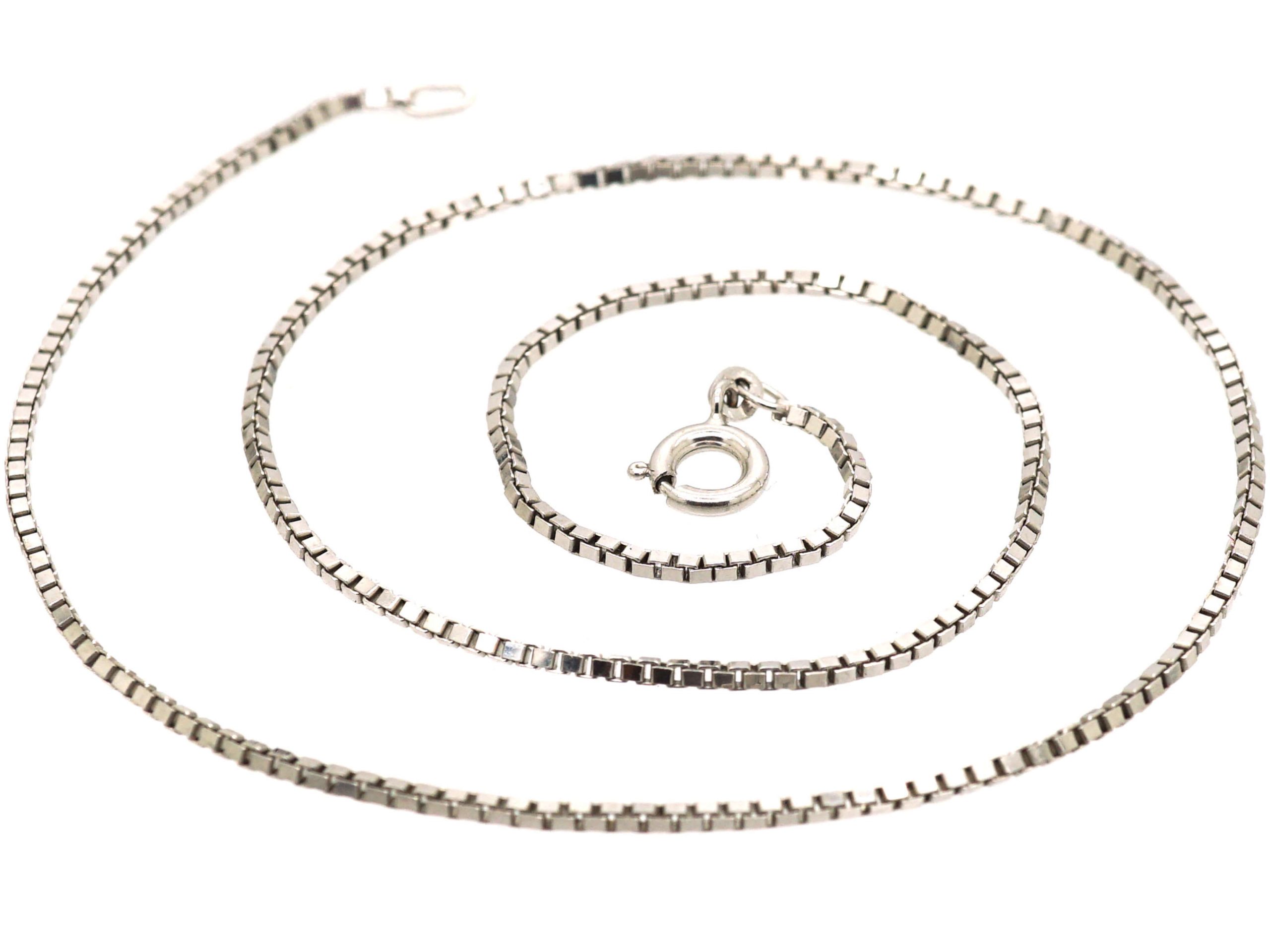 14ct White Gold Box Link Chain (242S) | The Antique Jewellery Company
