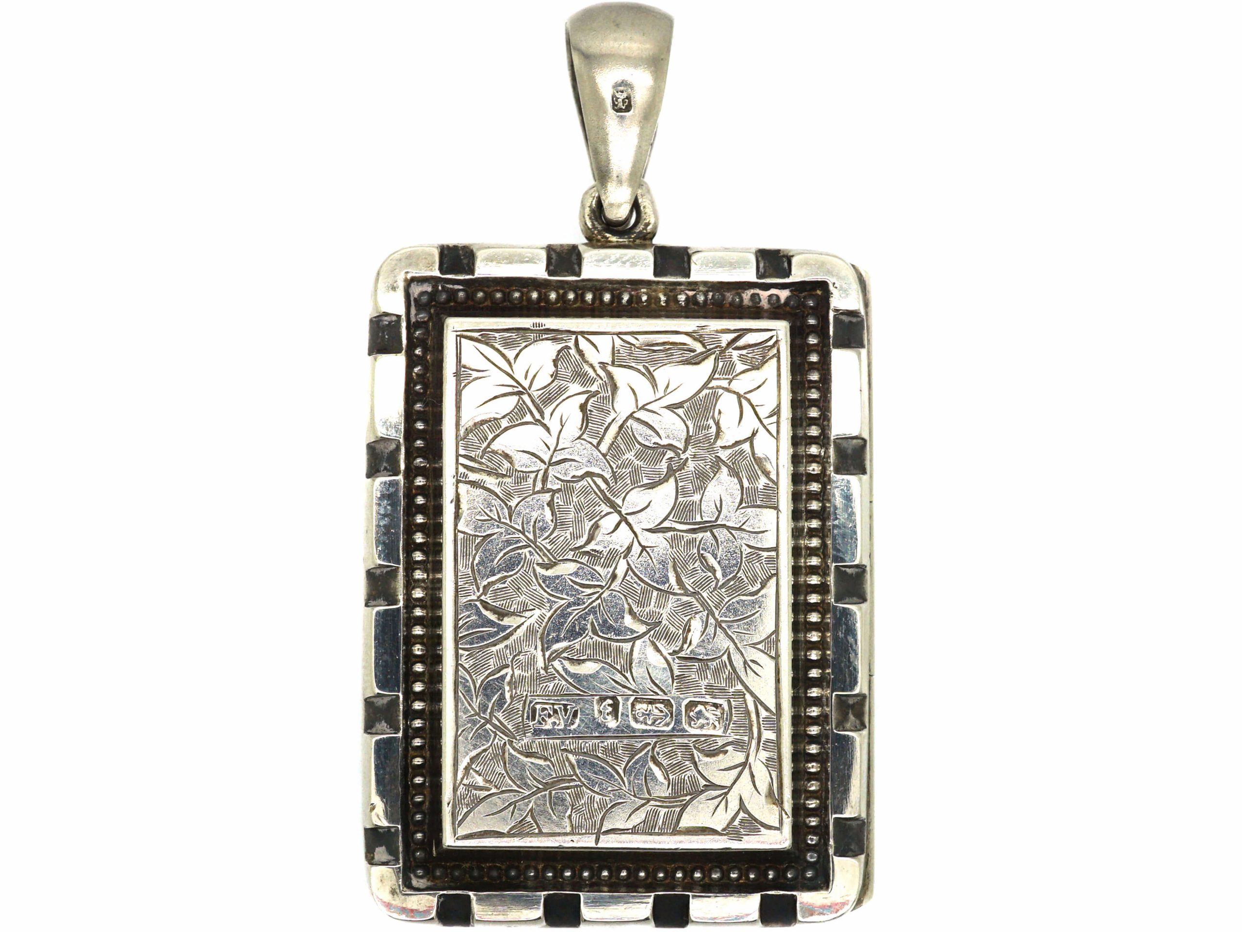 Victorian Silver Rectangular Shaped Locket with Aesthetic Period Detail ...