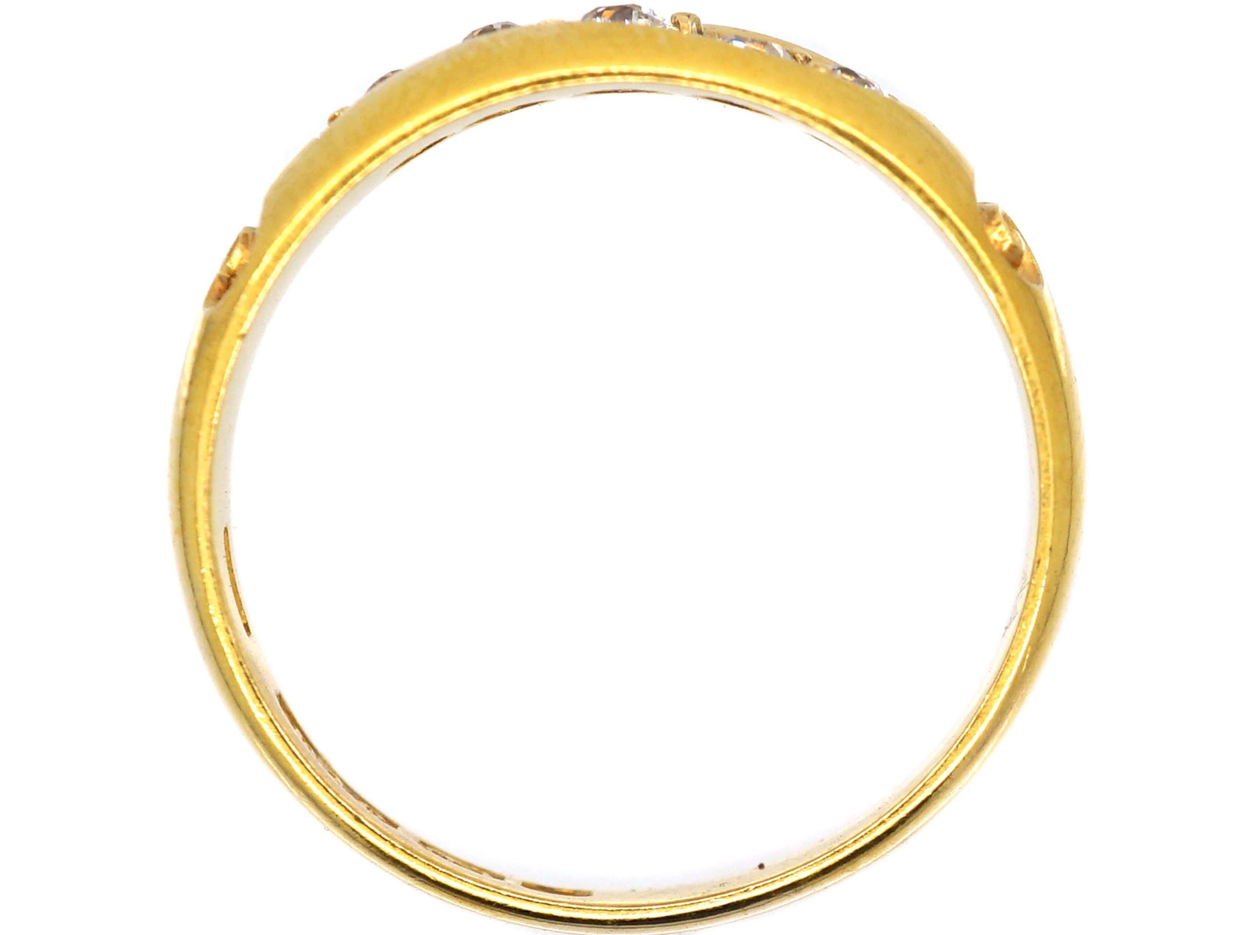 Victorian 18ct Gold, Five Stone Diamond Scroll Design Ring (8S) | The ...