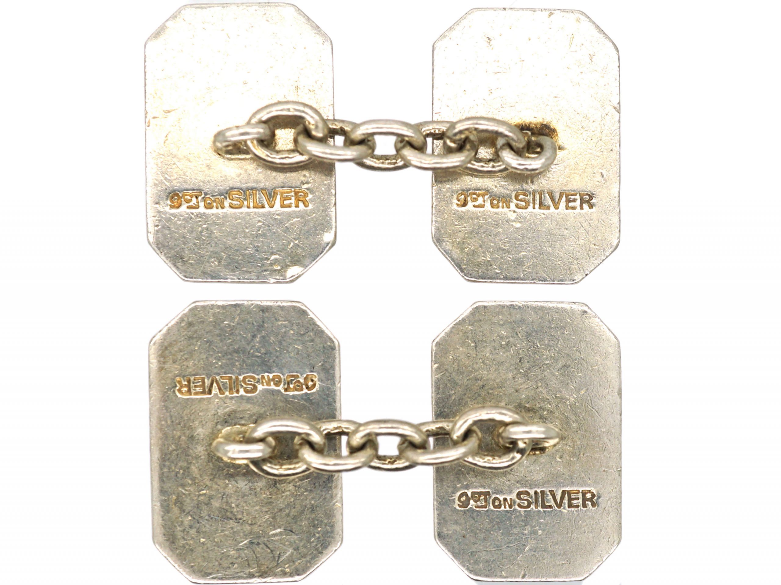 Art Deco 9ct Gold & Silver Rectangular Shaped Cufflinks (489R) | The ...