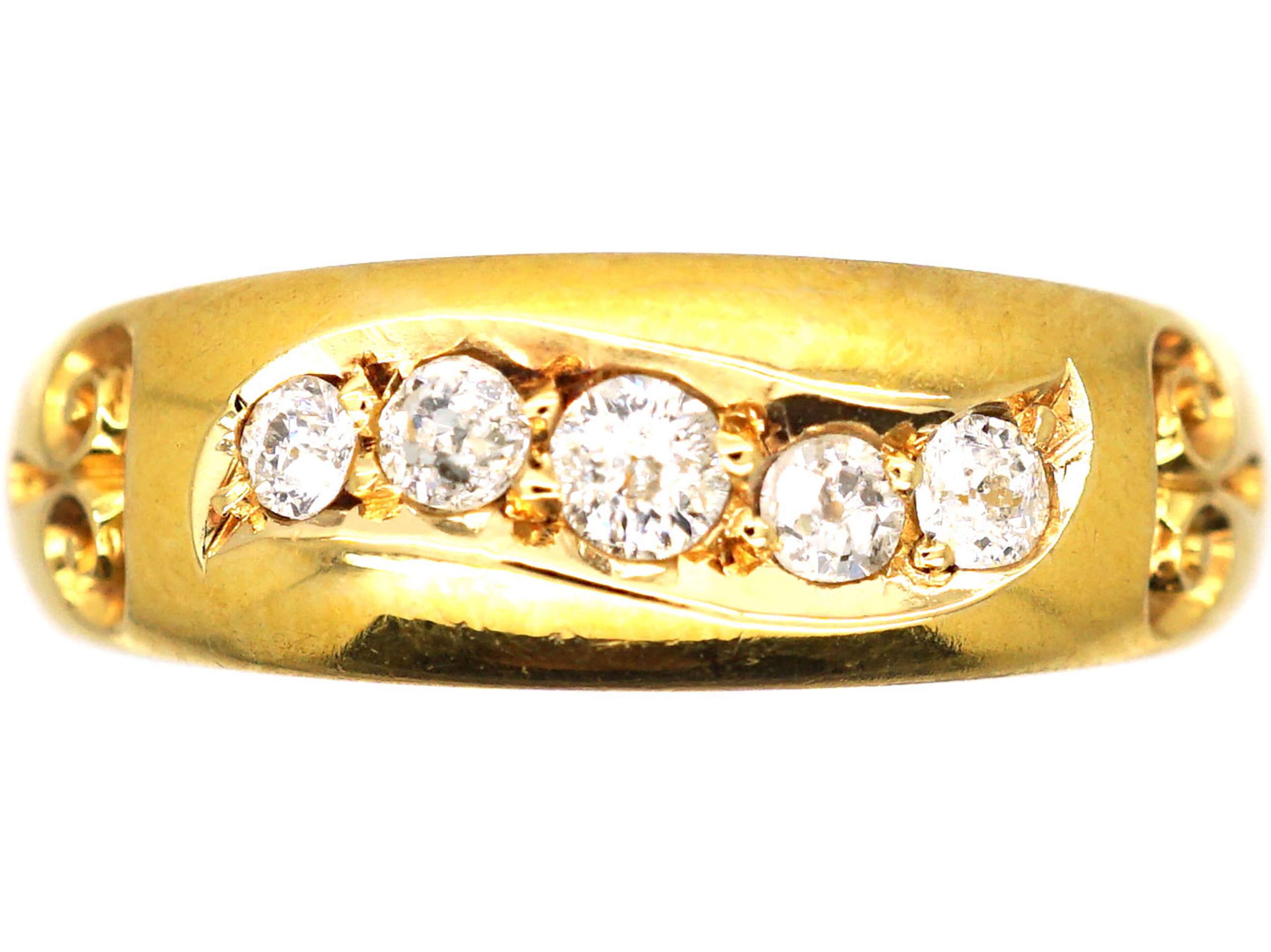 Victorian 18ct Gold, Five Stone Diamond Scroll Design Ring (8S) | The ...