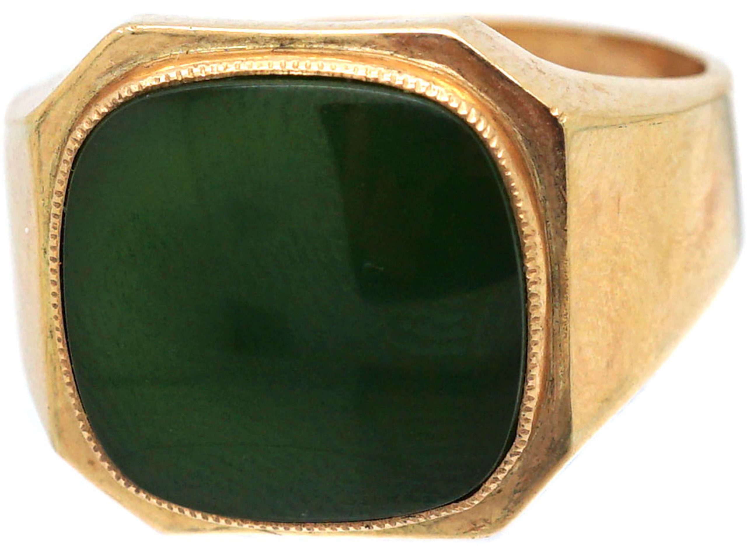Retro 18ct Gold & Nephrite Signet Ring (920R) | The Antique Jewellery ...