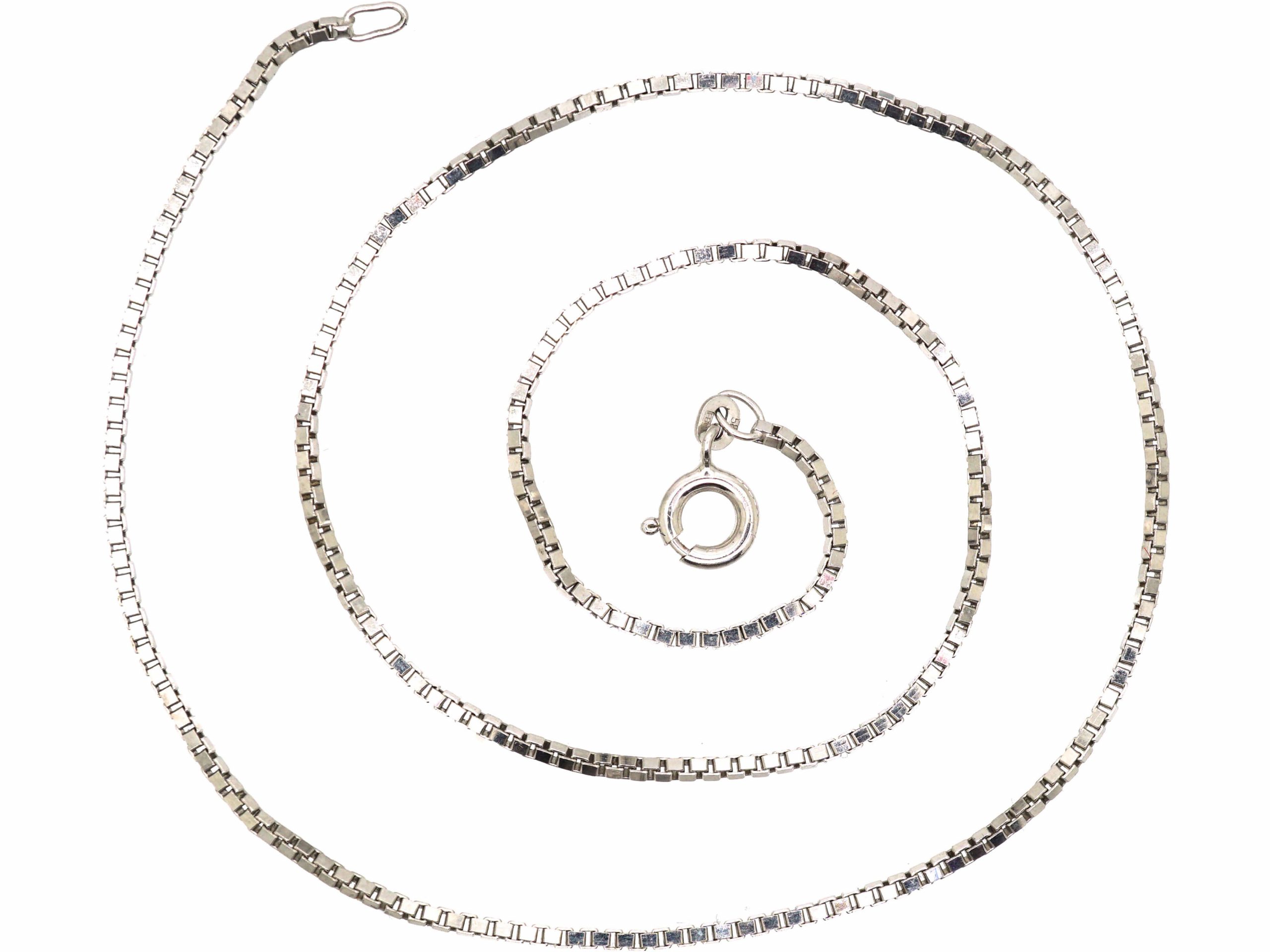 14ct White Gold Box Link Chain (242S) | The Antique Jewellery Company