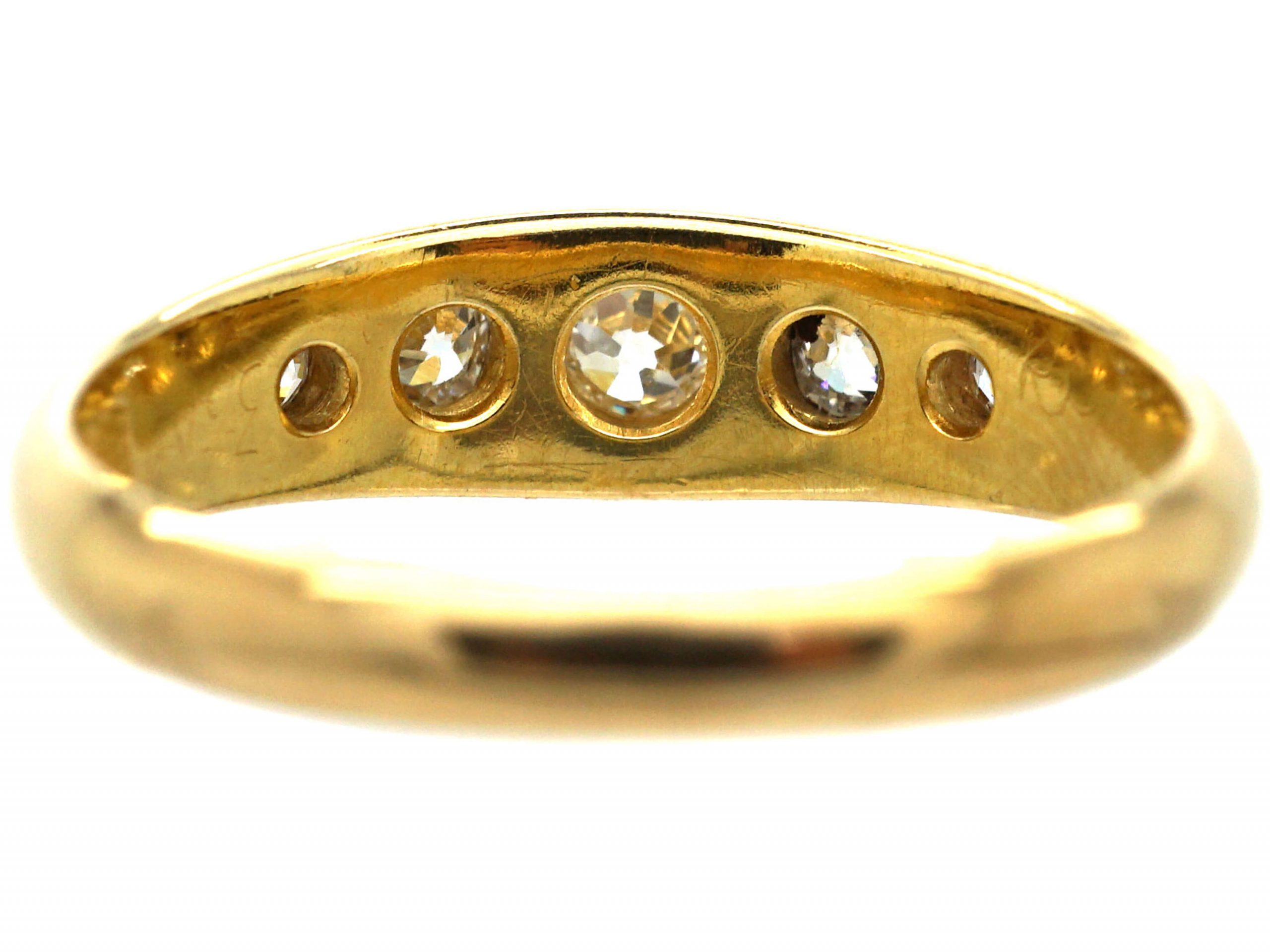Victorian 18ct Gold, Five Stone Rub Over Set Diamond Ring (29S) | The ...