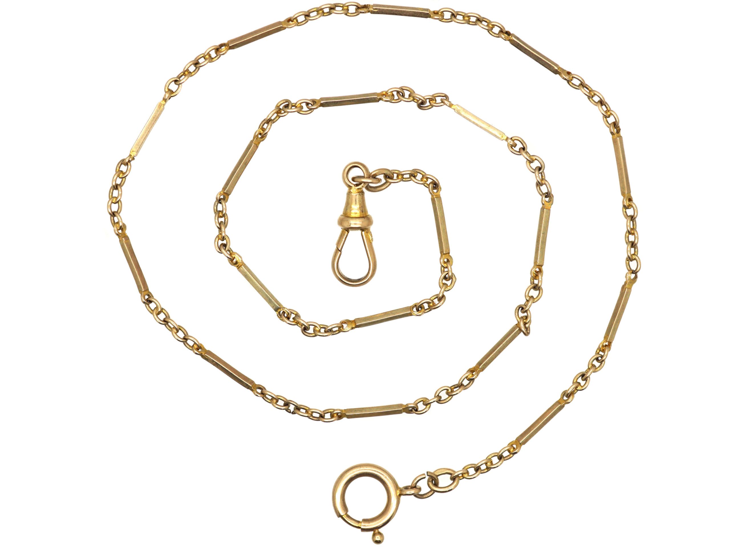 Edwardian 9ct Gold Chain with Bar & Trace Links & Dog Clip (23S) | The ...