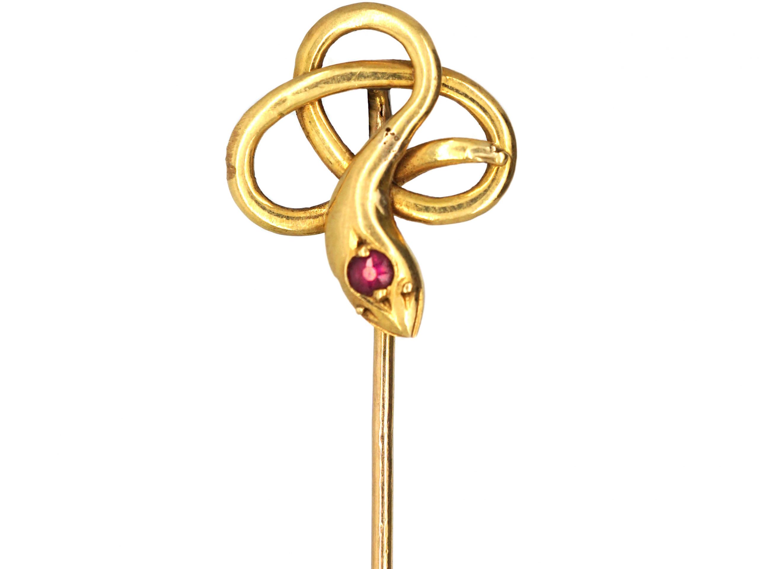 Edwardian 15ct Gold Snake Tie Pin set with a Ruby (937R) | The Antique ...