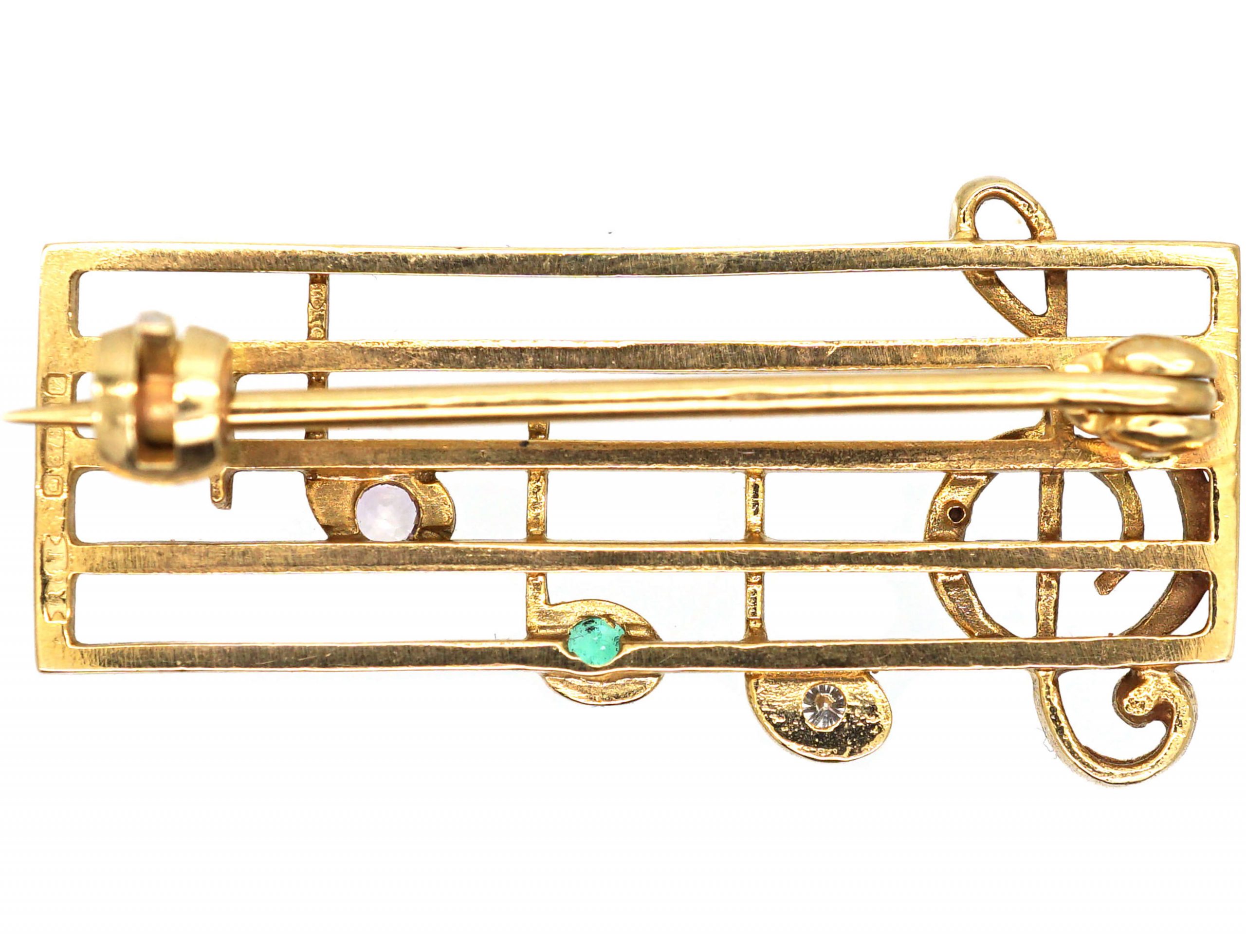 9ct Gold Musical Brooch Spelling Dear (175S) | The Antique Jewellery ...